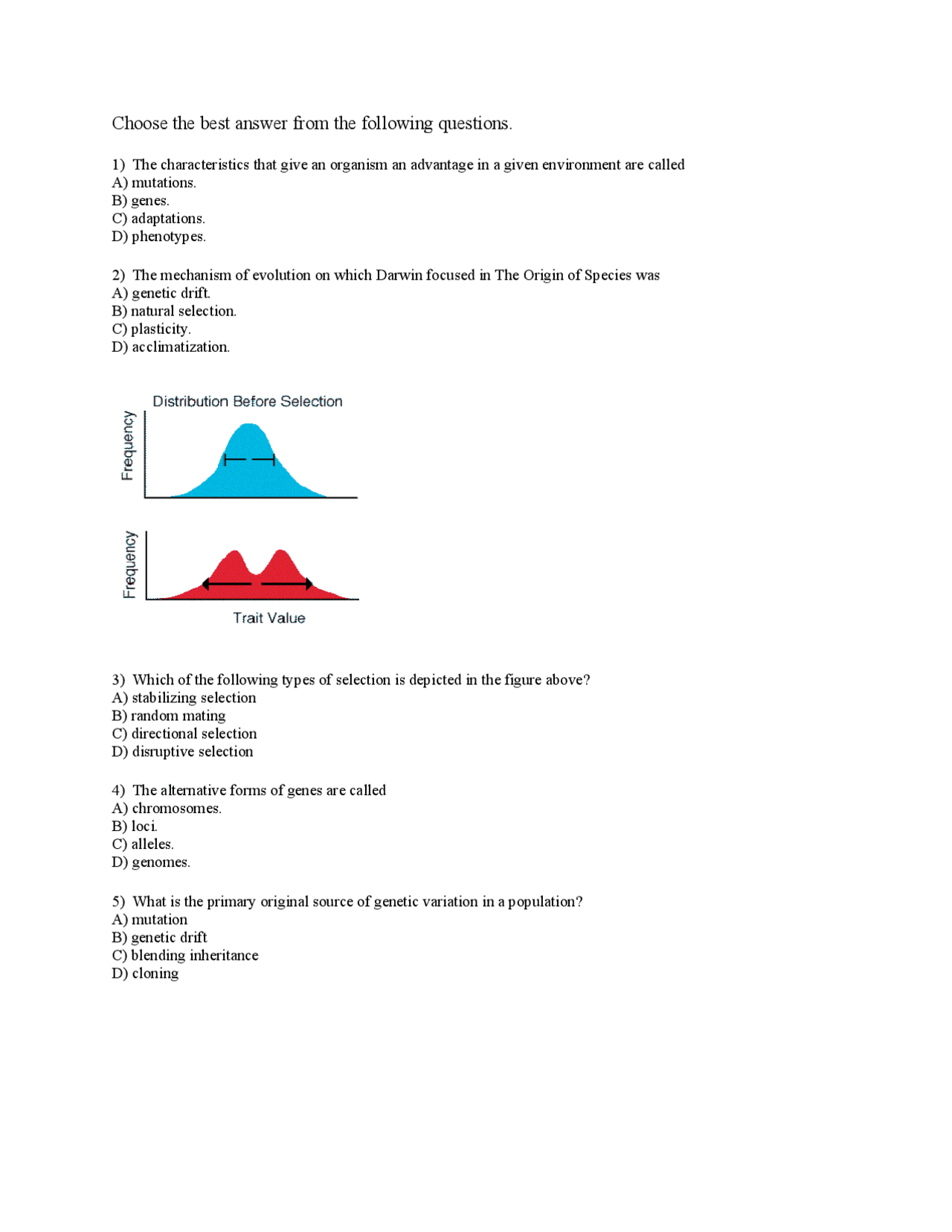 Multiple Choice Questions For Ecology Biol 2804 Docsity