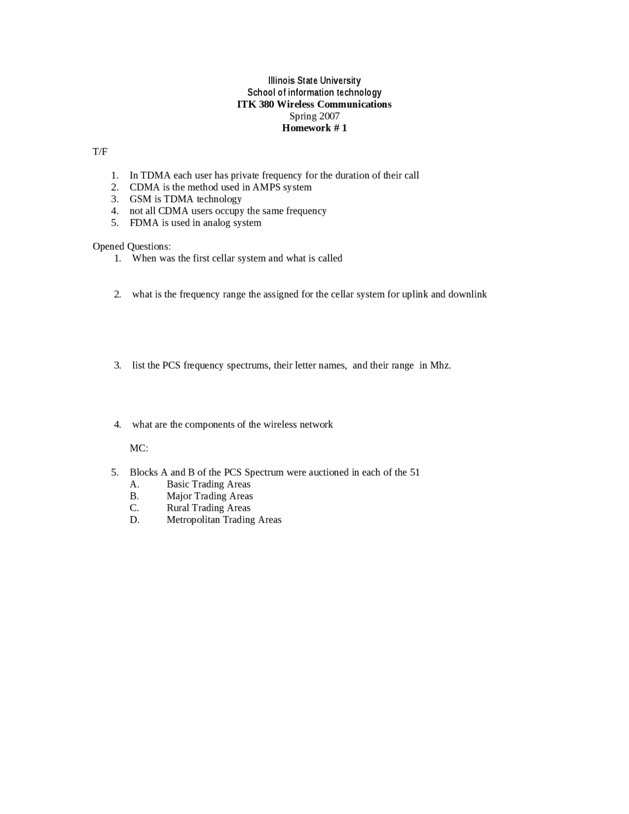 Introduction To Wireless Communications Homework 1 Itk 38000 Docsity