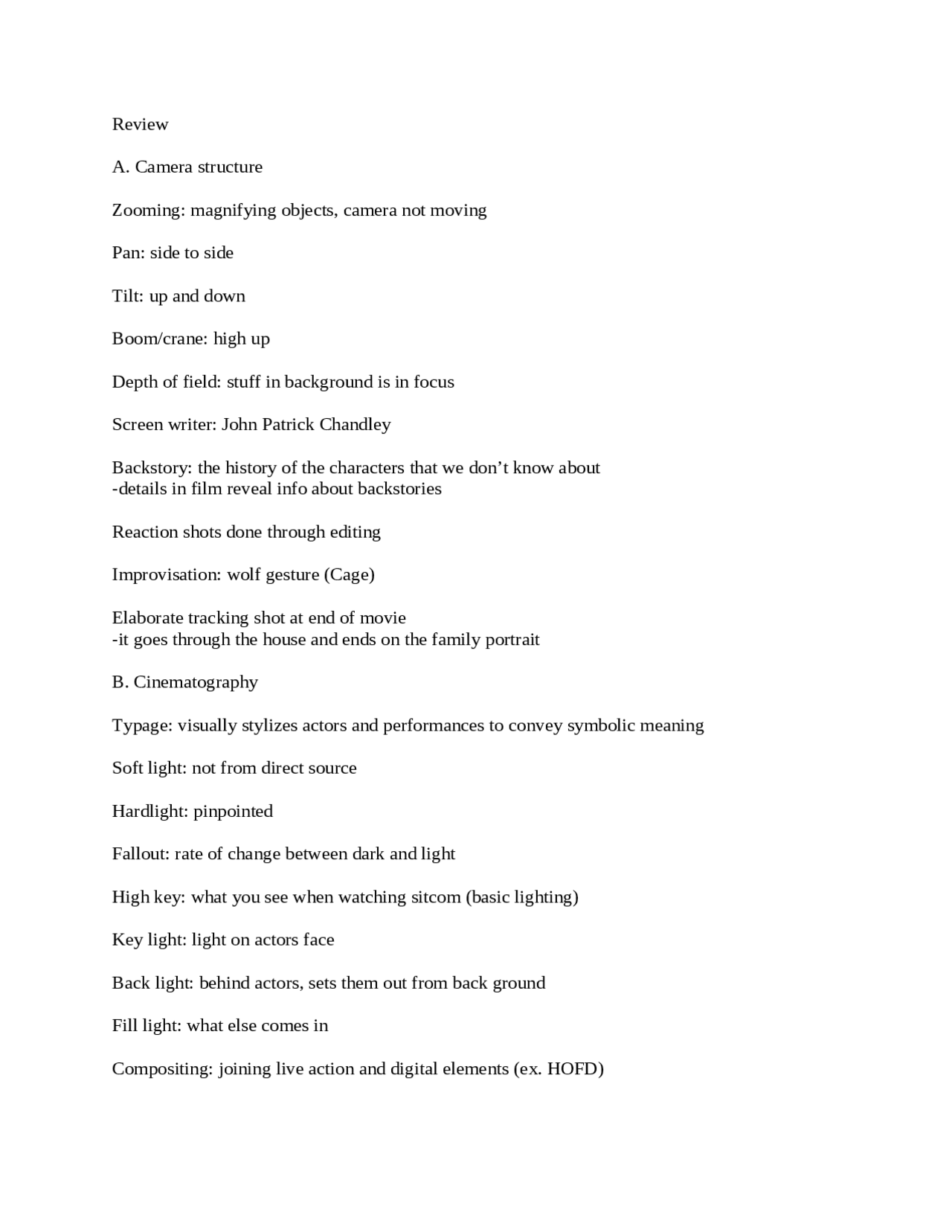 Camera Structure in Introduction to Film - Study Guide | HIST 3155 ...