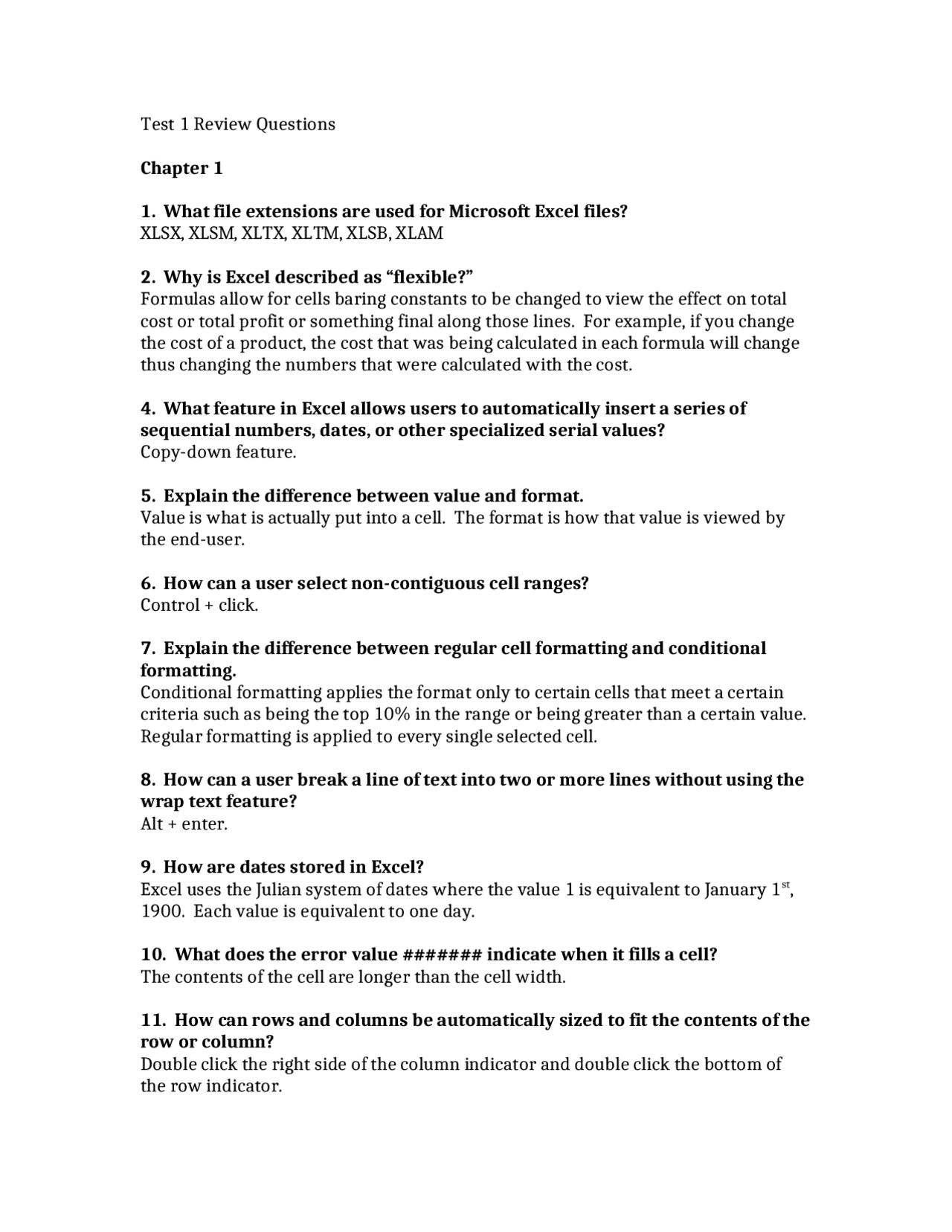 Test 1 Review Questions Personal Computers In Business Acis 2504