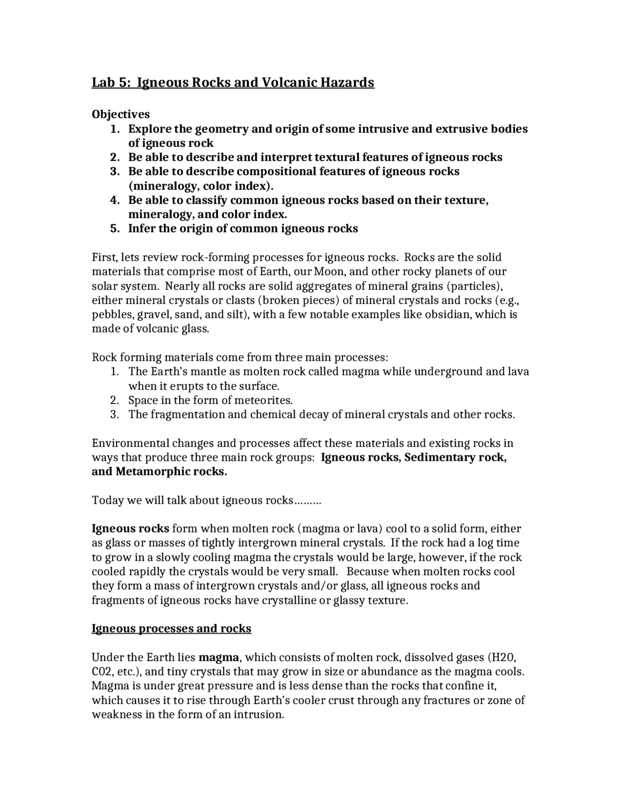 Lab 5 | Lab Reports Geology | Docsity