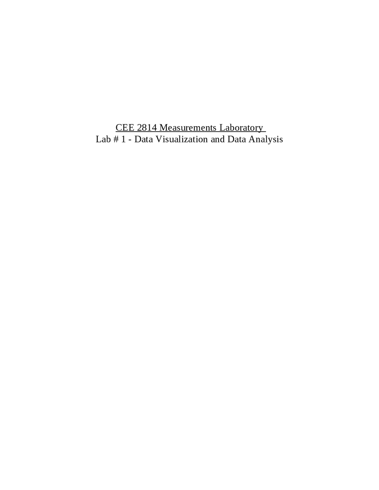 Measurement Laboratory Data Visualization And Data Analysis Cee