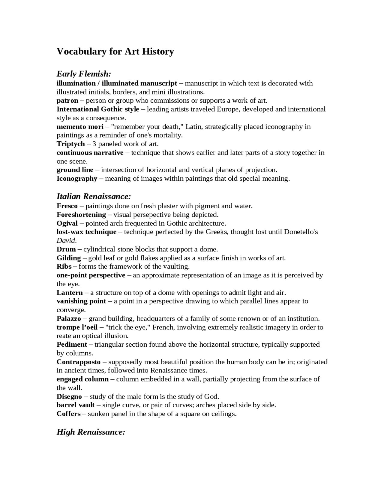 Art History Vocab: Flemish, Italian Renaissance, Venice & Mannerism ...