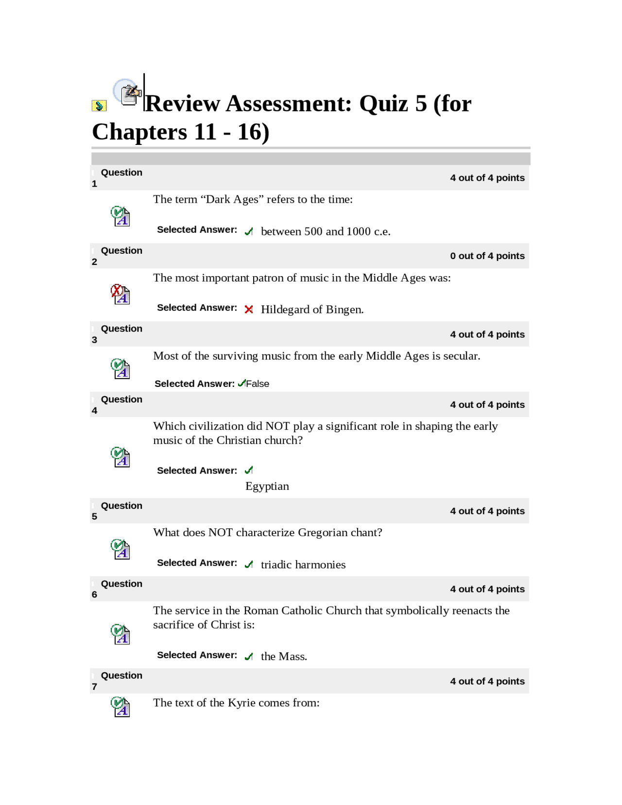 Quiz 5: Early Music Review Assessment - Questions and Answers - Prof ...
