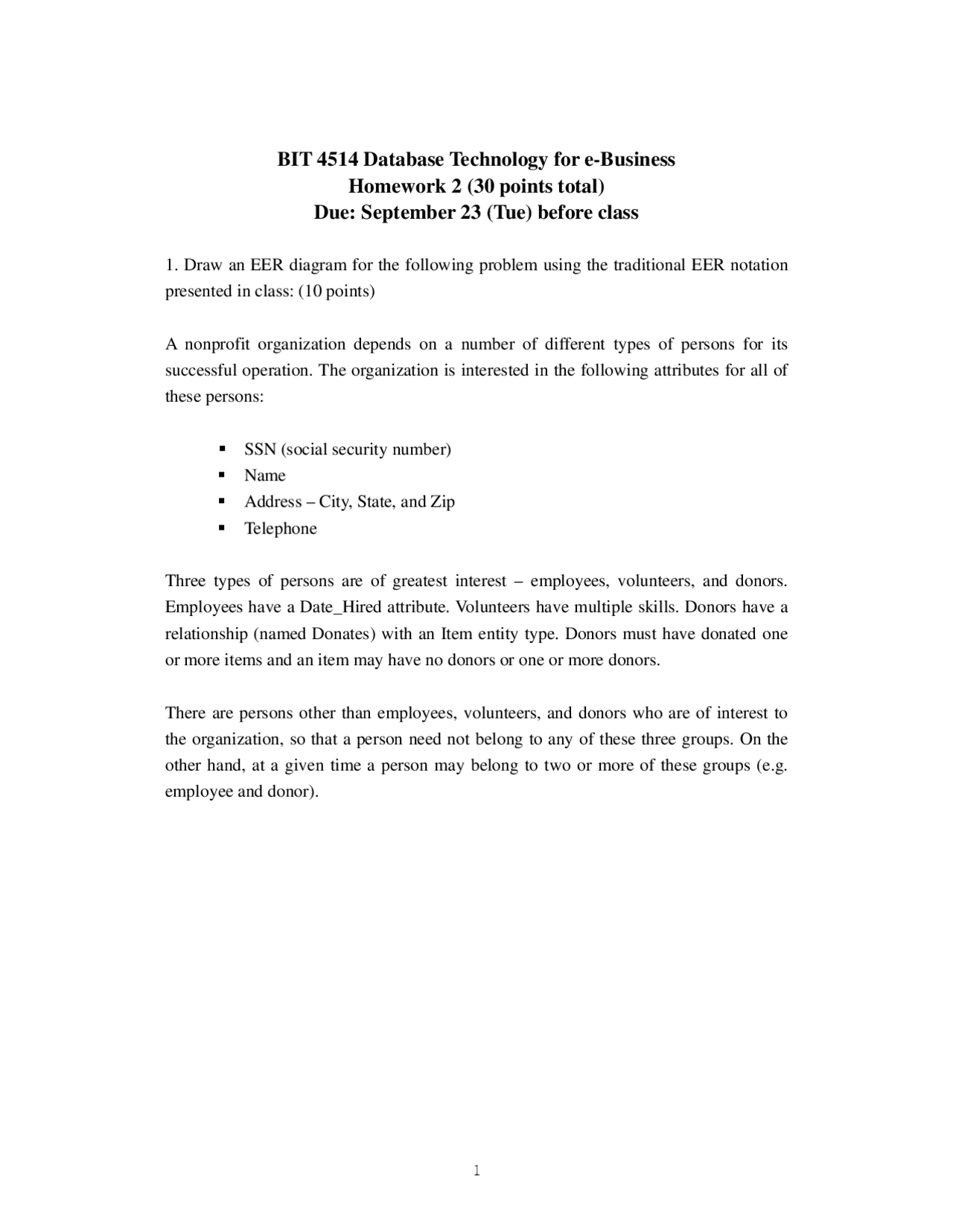 Homework 2 Database Technology For E Business Bit 4514 Docsity