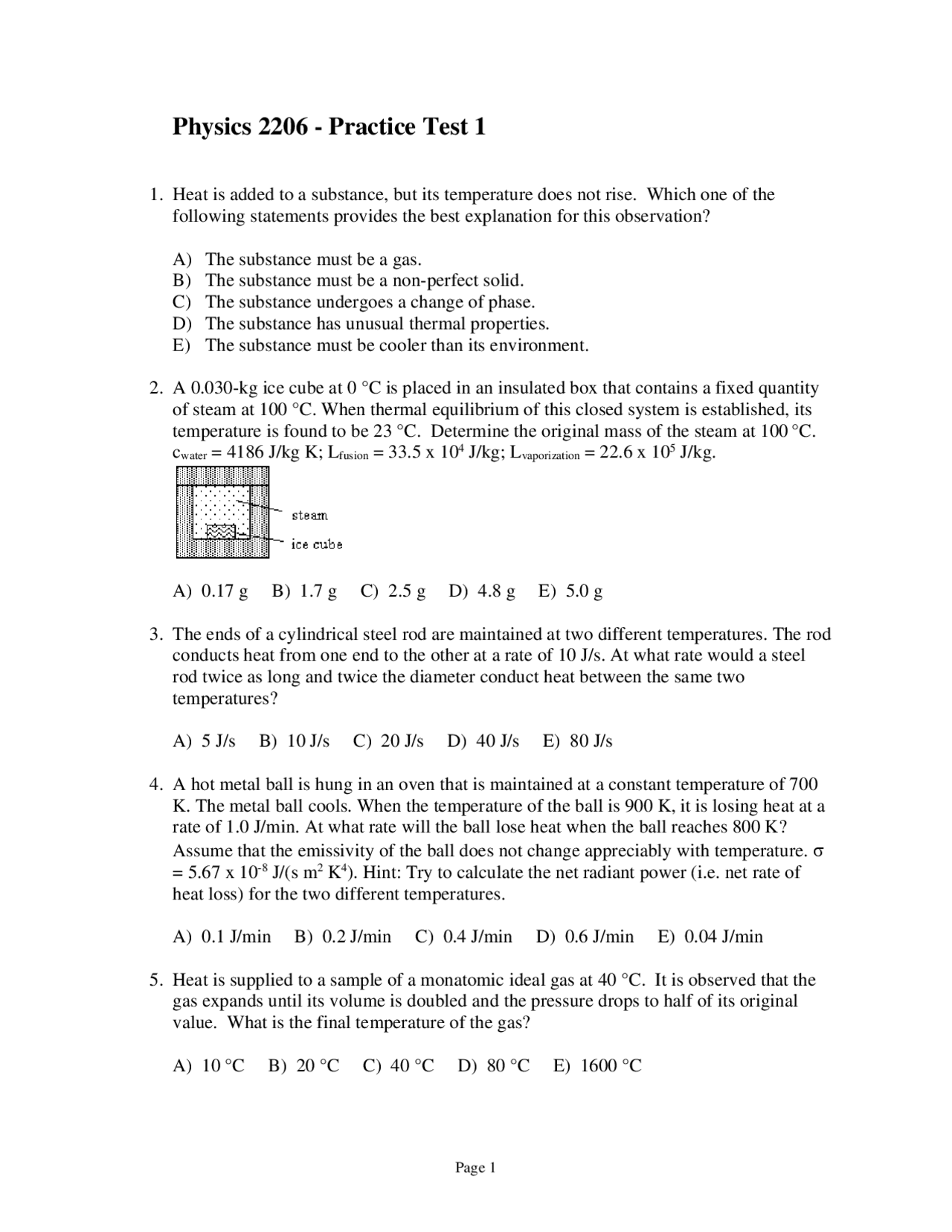 Multiple Choice Questions With Solution General Physics Phys 2205