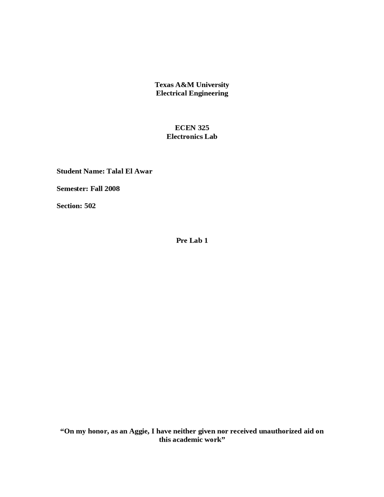 Problems With Solutions For Electronic Prelab Ecen 325 Lab