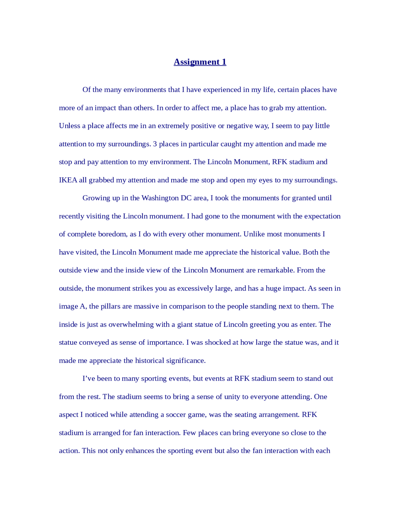 Assignment 1 - Introduction to the Built Environment | ARCH 170 - Docsity