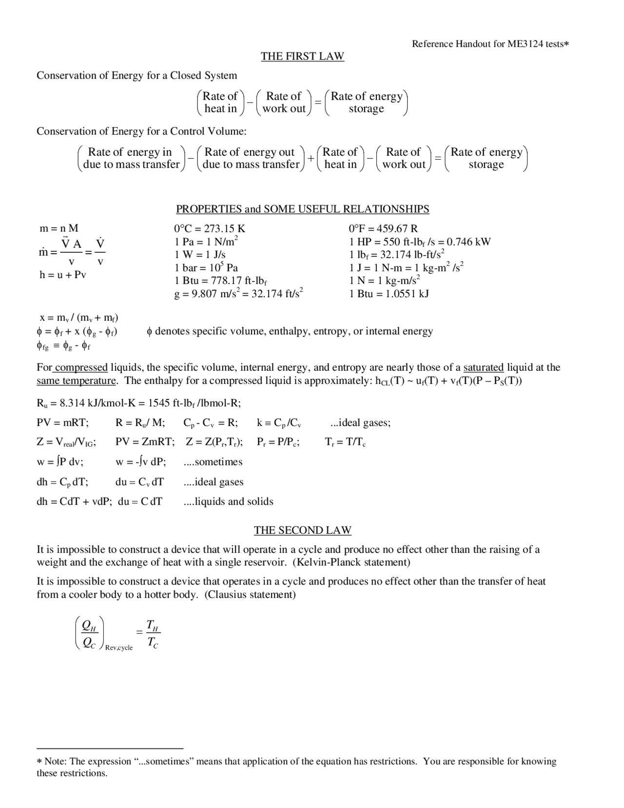 First Law of Conservation of Energy in Thermodynamics | ME 3124 - Docsity