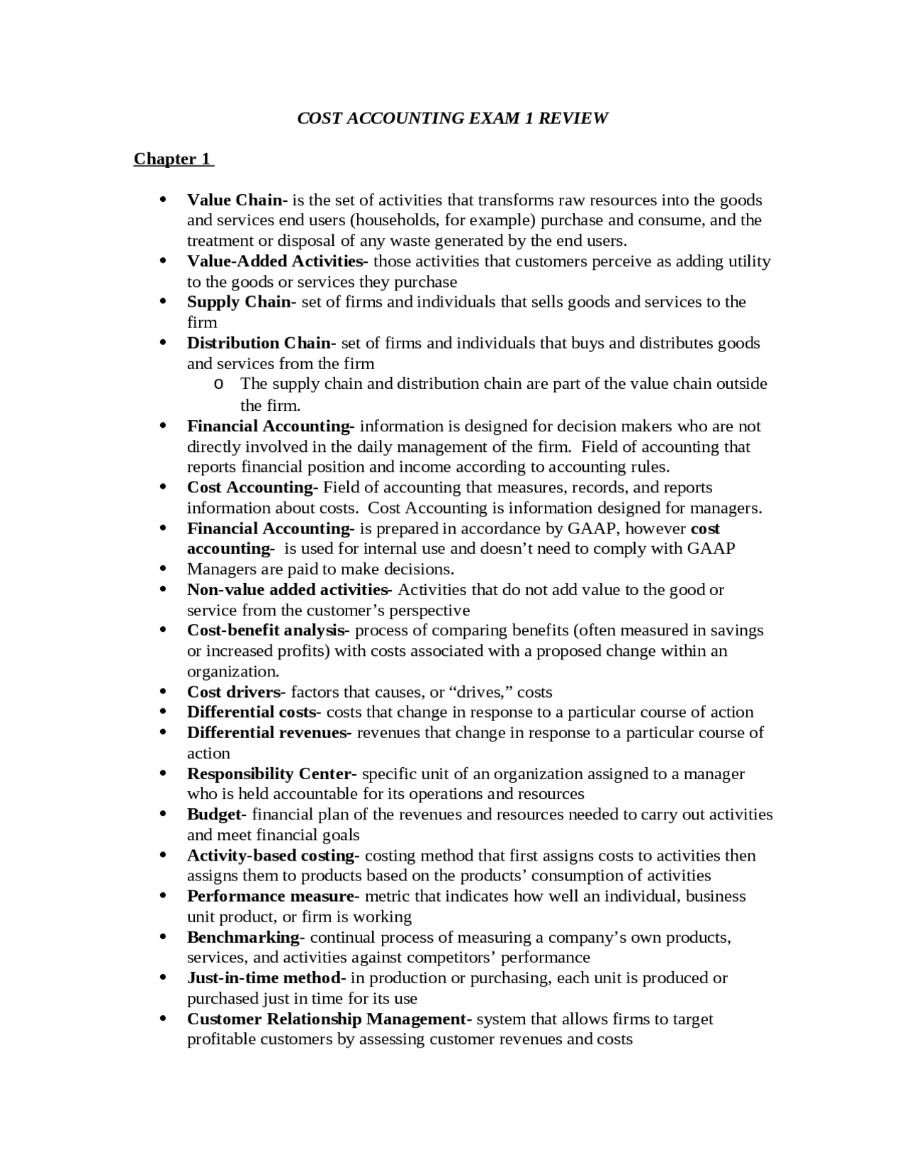 Cost Accounting Chapter Wise Notes Combined Acis 4214 Docsity