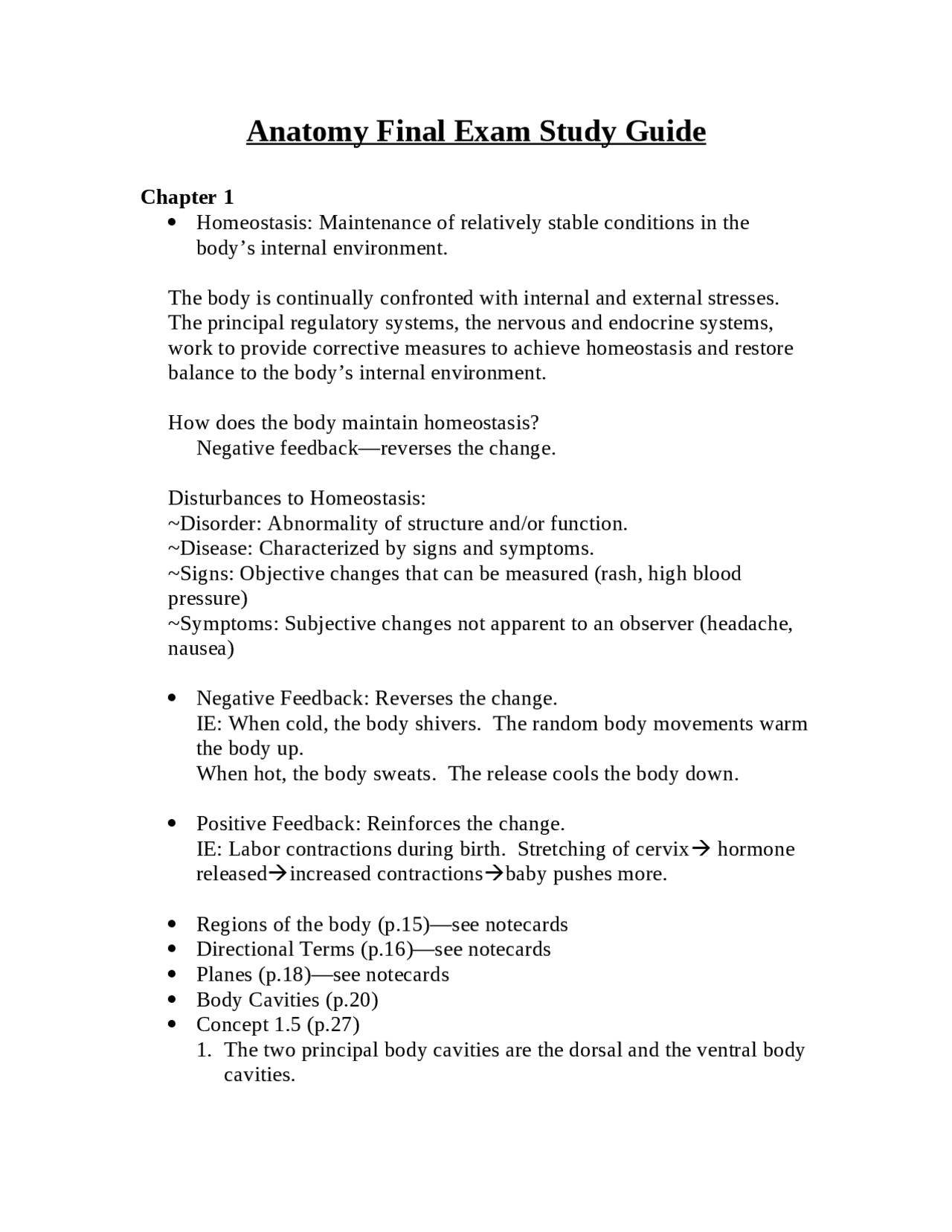Final Exam Review - Human Anatomy and Physiology | BMSP 2135 | Appunti ...