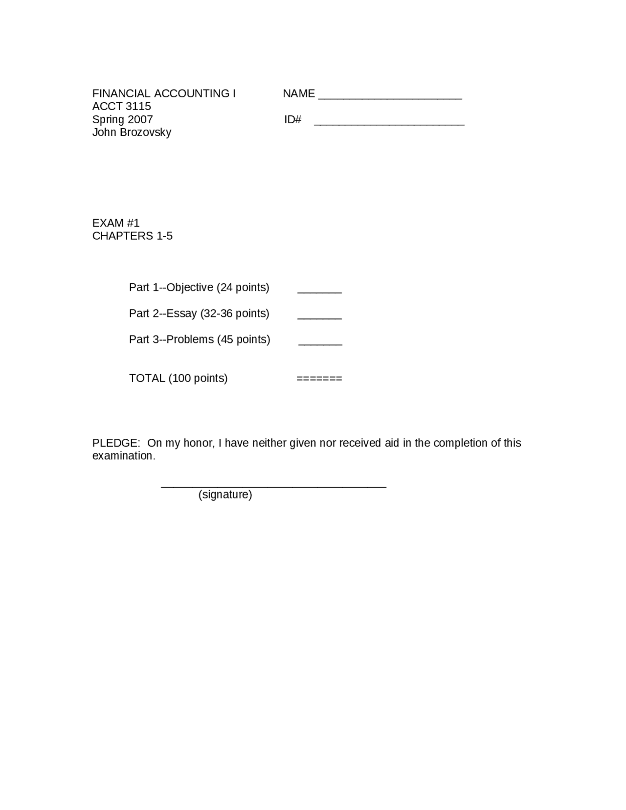 Solved Problems On Financial Accounting Exam Acis 3115 Docsity