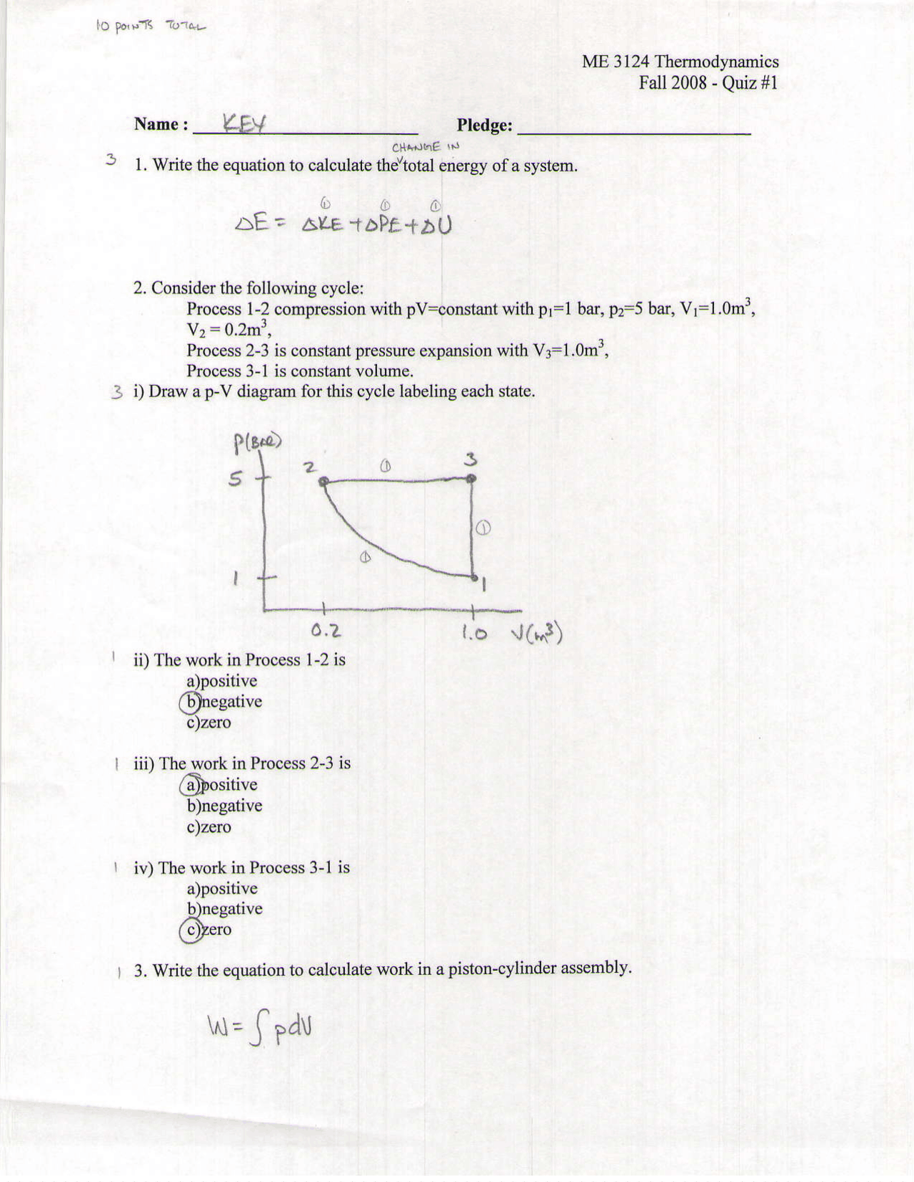 Quiz 1 with Answer Key - Mechanical Design I | ME 3614 - Docsity