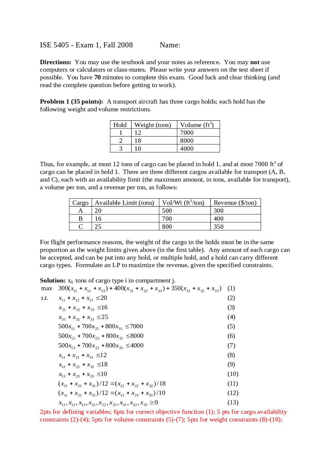 Solutions to Industrial and Systems Engineering Test #1 | ISE 5405 ...