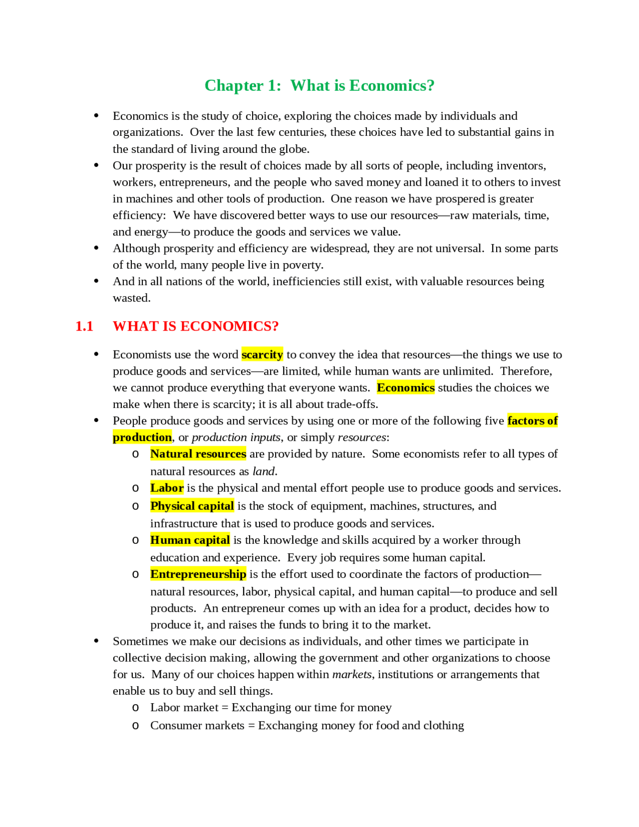 What is Economics - Study Guide | ECON 2006 - Docsity
