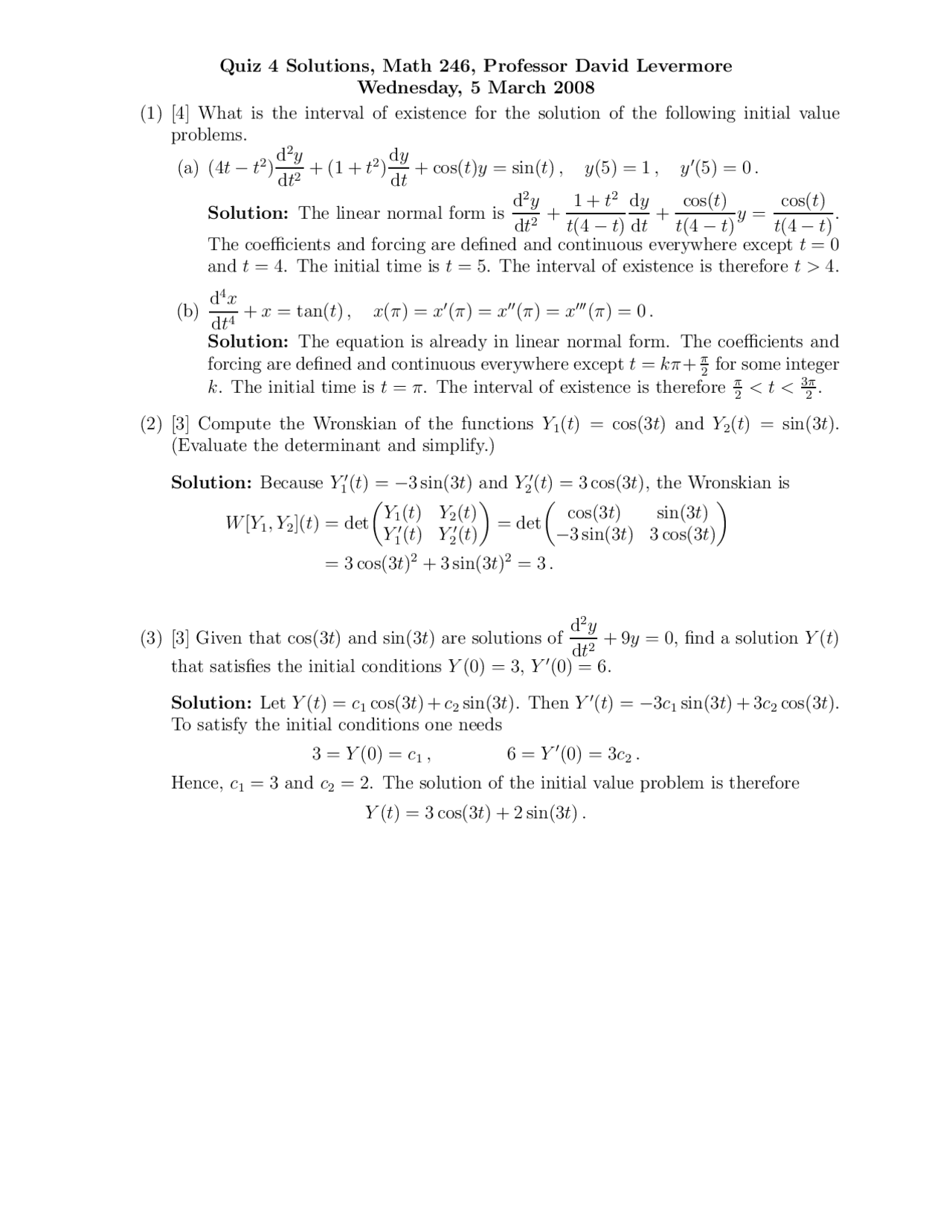 Differential Equations For Engineers Scientists Quiz 4 Resolution