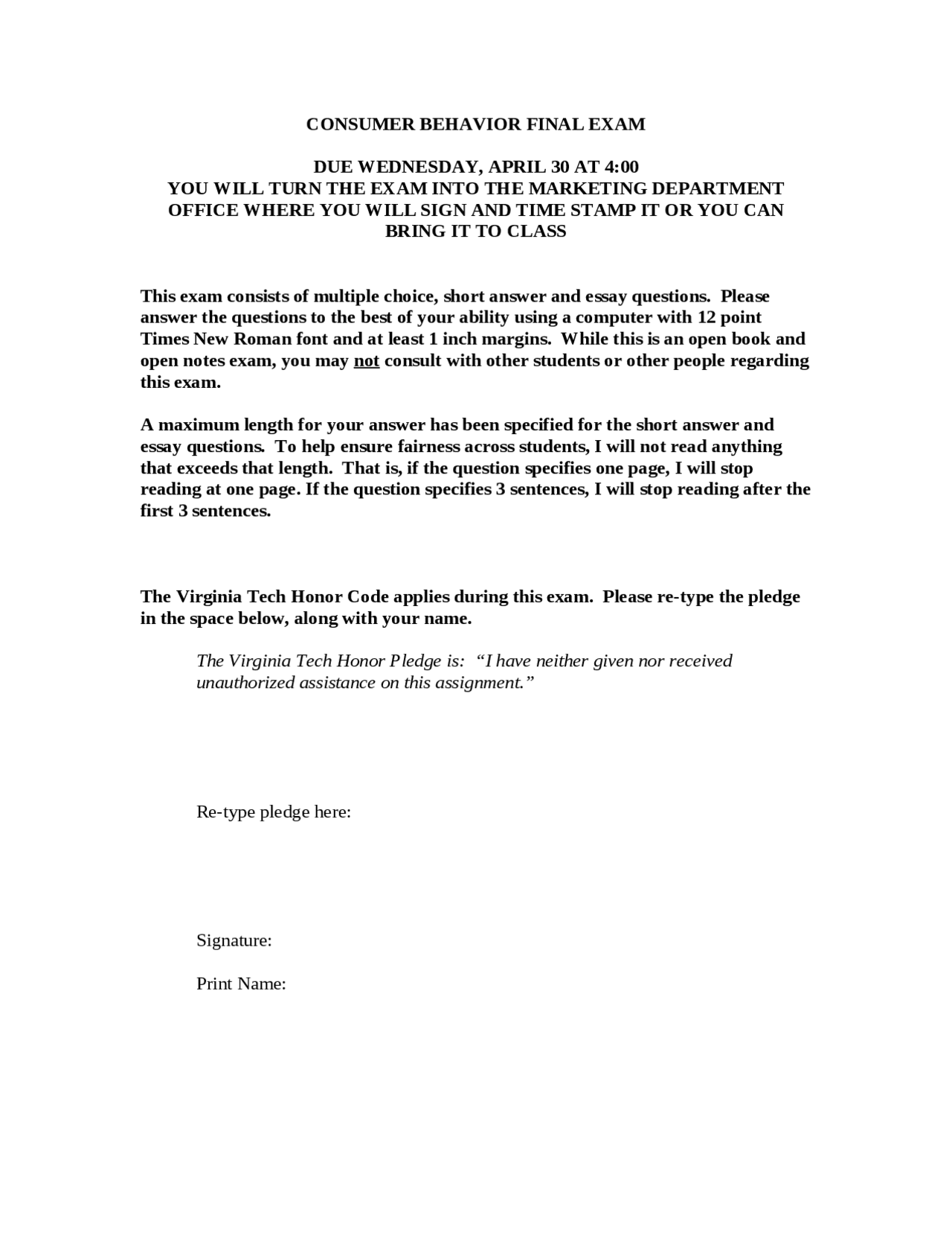 Consumer Behavior Final Exam Paper Mktg 4204 Docsity