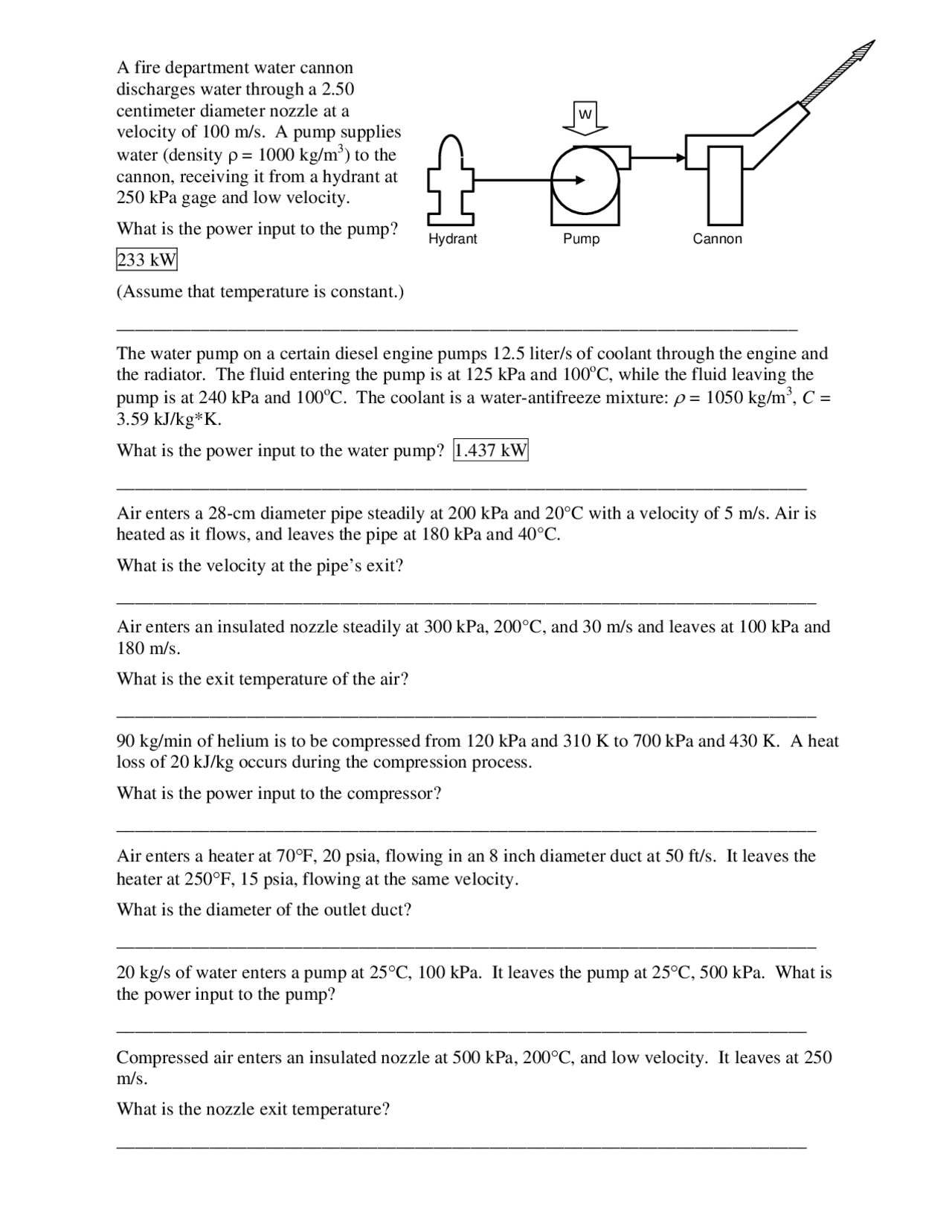 Quiz Paper Introduction Thermal Fluid Me 2124 Docsity