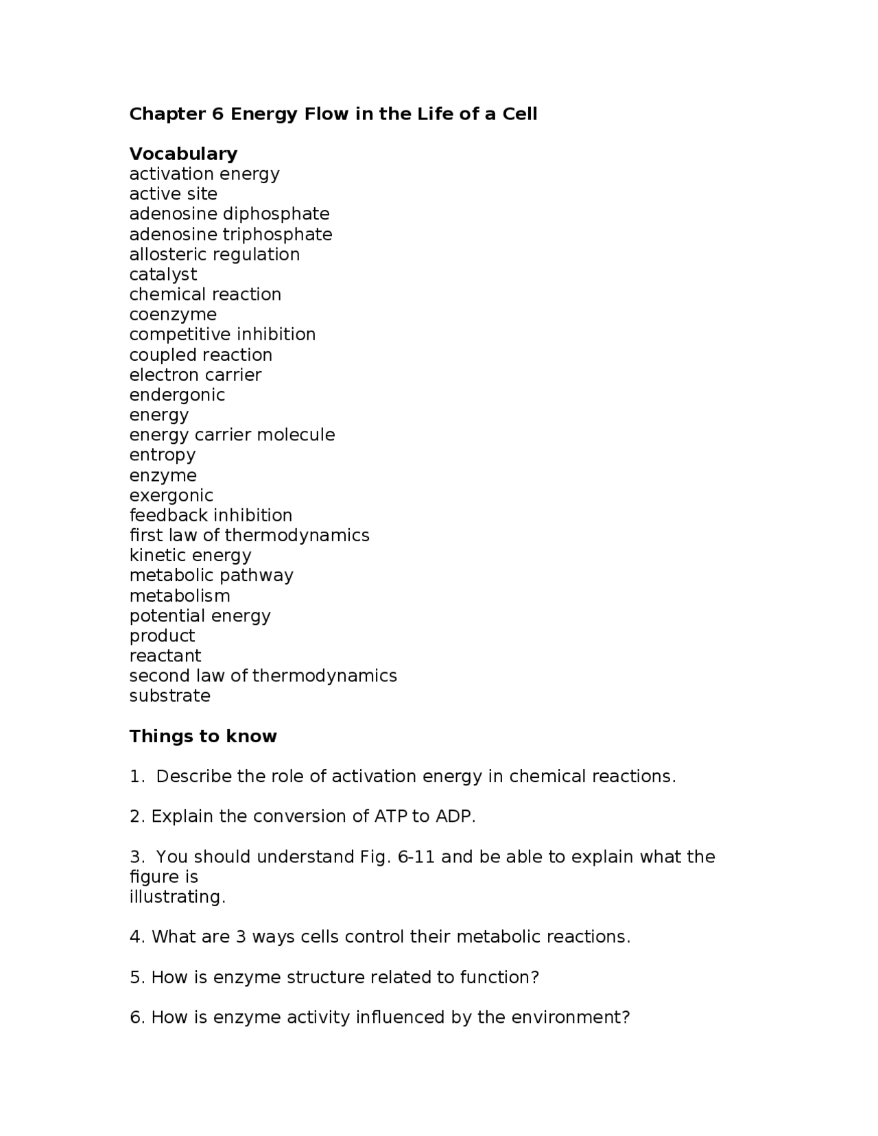 Notes on Energy Flow in the Life of Cell - General Biology | BIOL 1005 ...