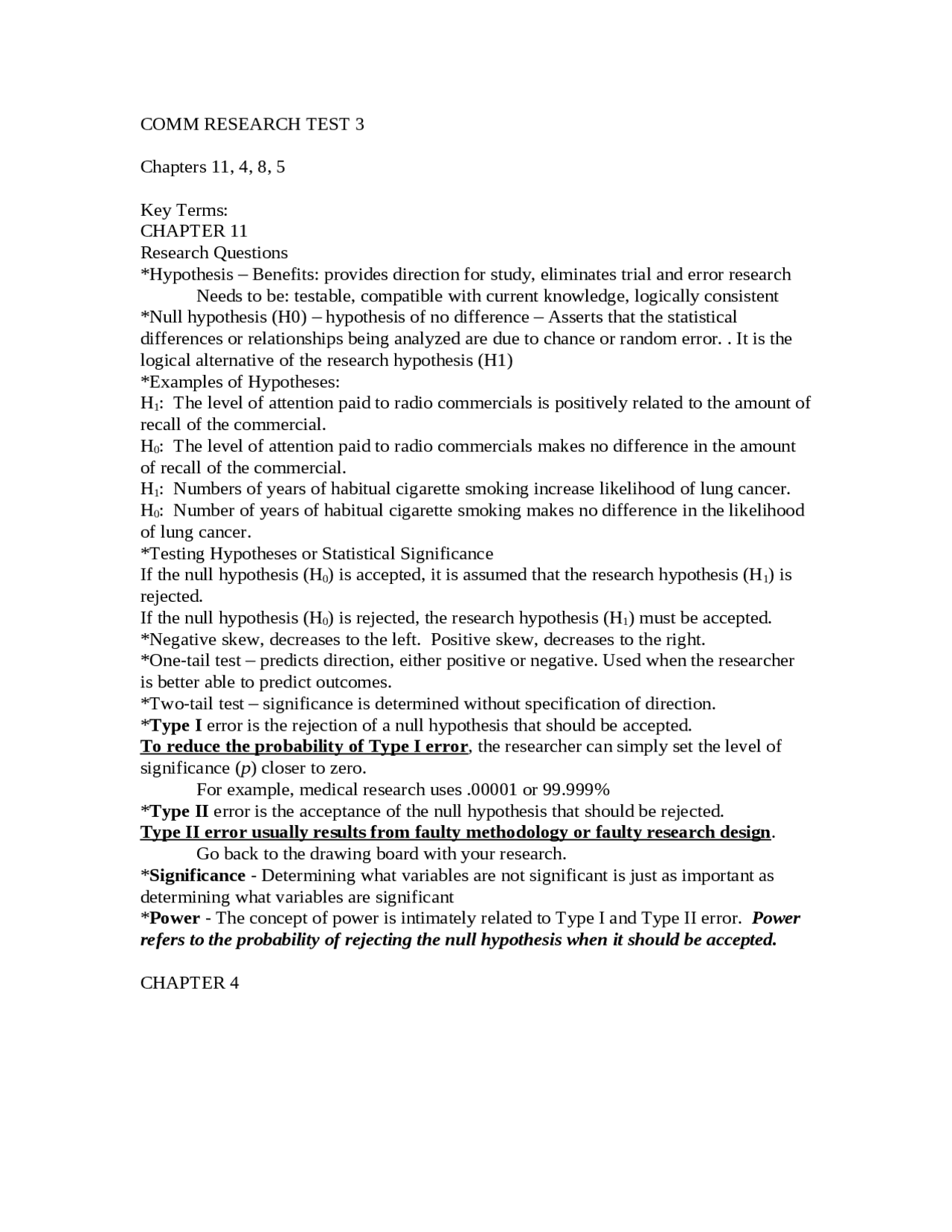 Test 3 Introduction To Communication Research Comm 1024 Docsity