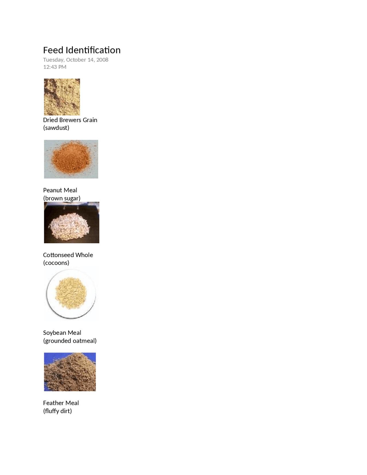 Feed Identification - Principles of Biology, Study Guide for Exam ...