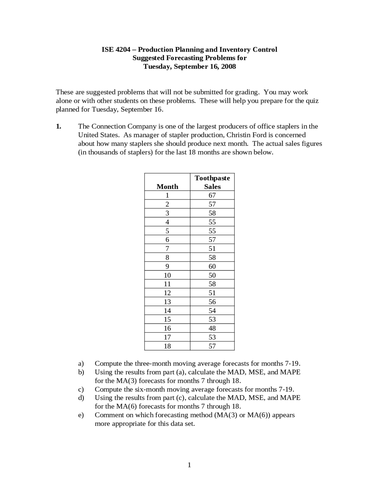 Exam 1 Notes Review Production Planning And Inventory Control Ise
