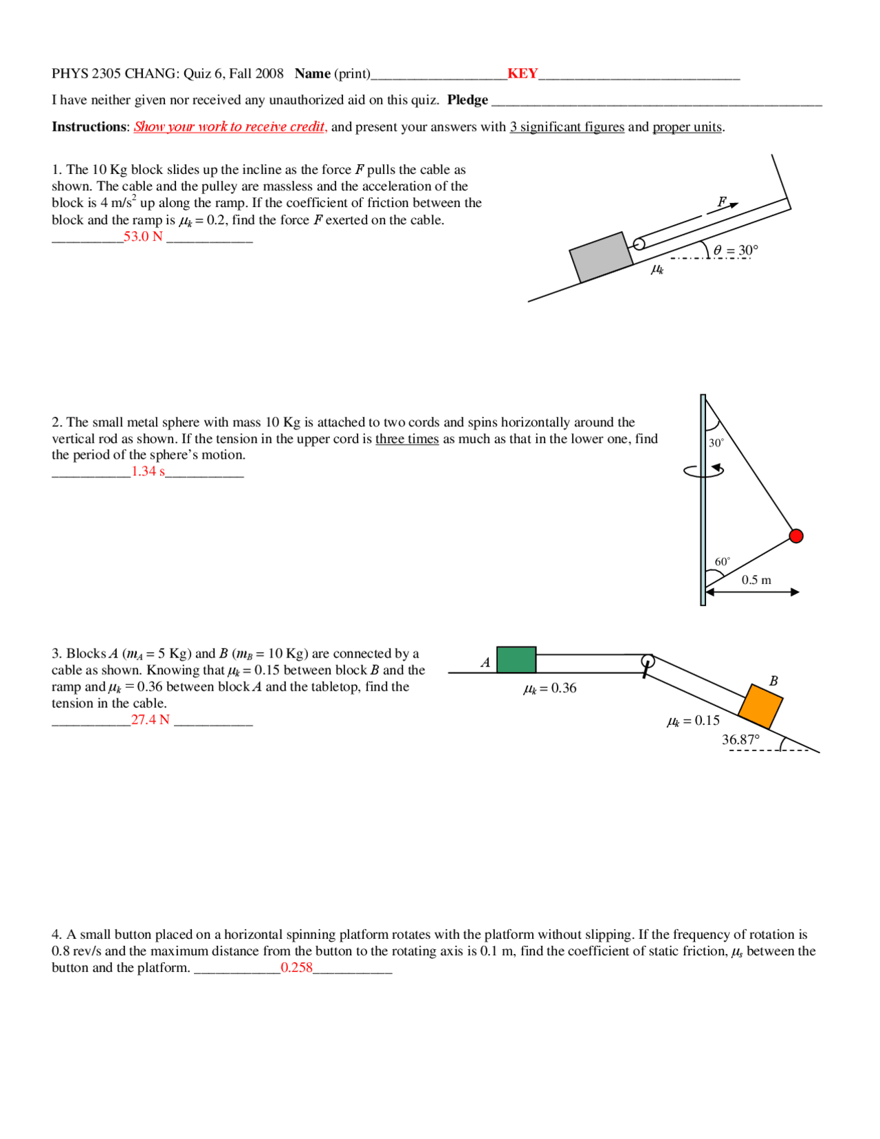Force, Tension, Static Friction - Fundamental Physics Quiz | PHYS 2305 ...