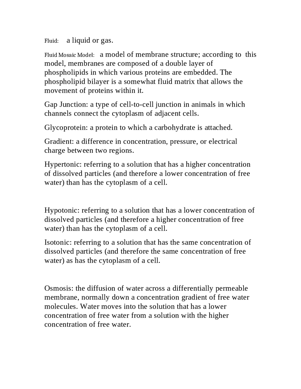 Cellular Membranes and Transport: Key Concepts and Definitions - Prof ...