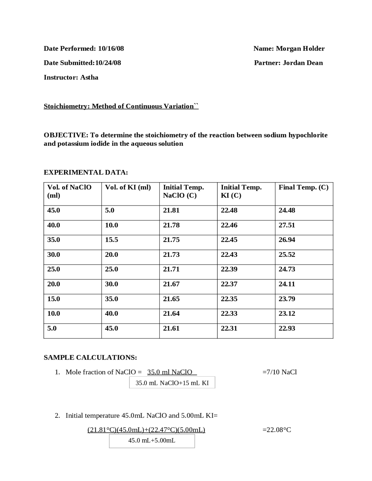 Stoichiometry: Method of Continuous Variation - General Chemistry ...