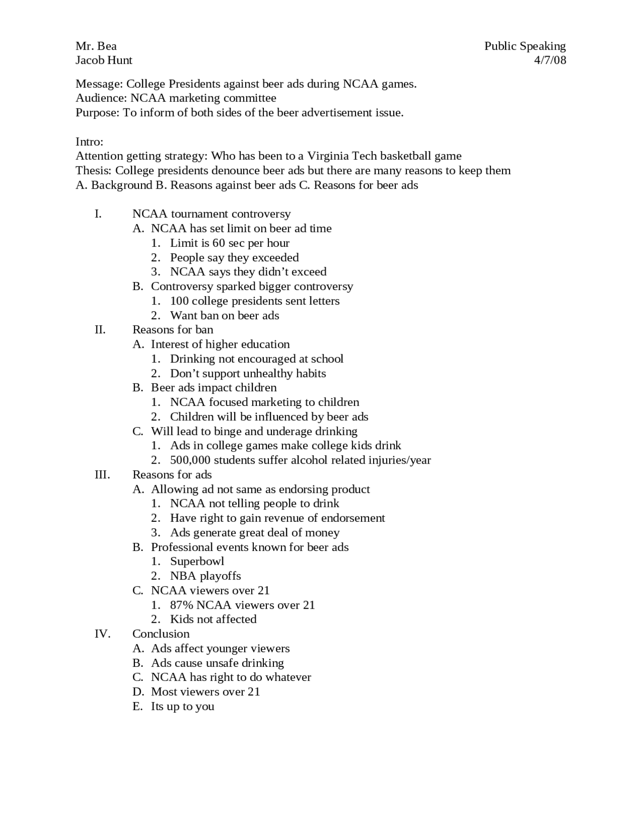Attention Getting Strategy Public Speaking Comm 2004 Docsity