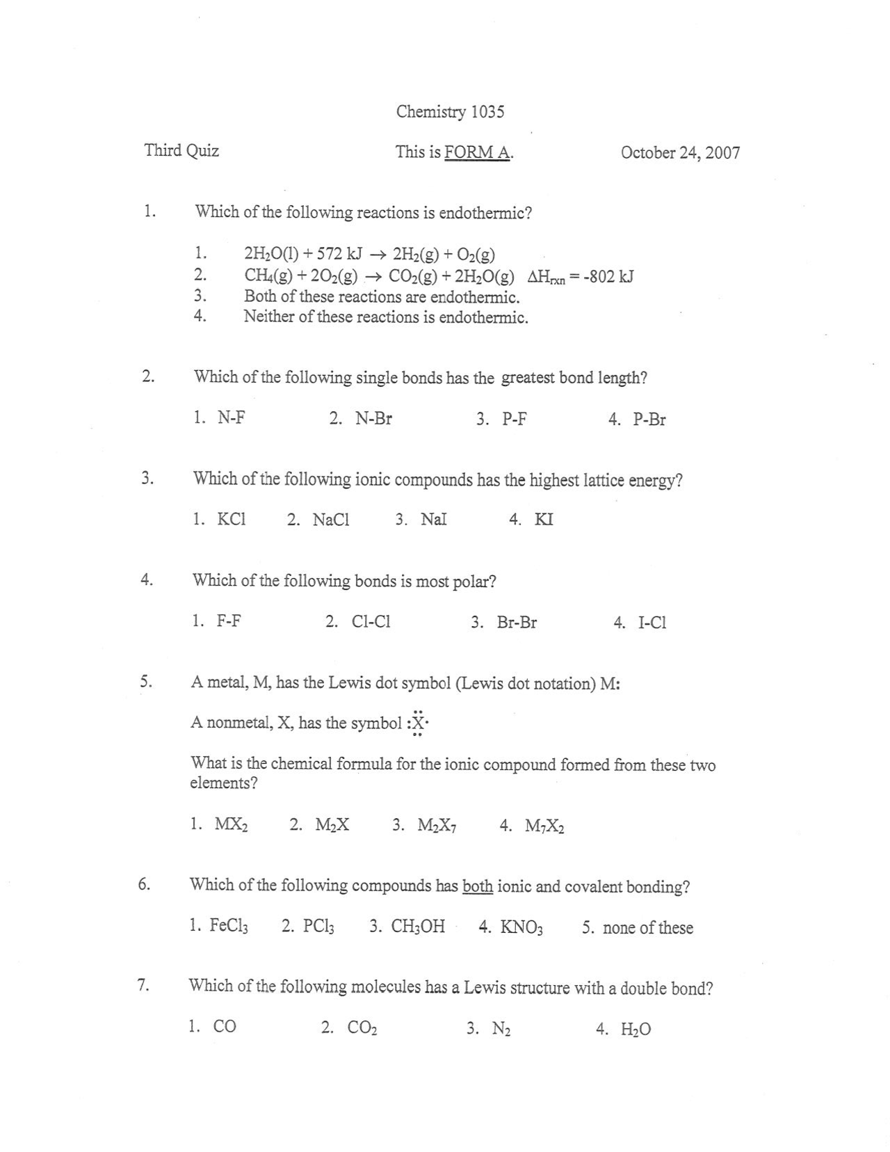 Quiz 3 Question with Periodic Tables - General Chemistry | CHEM 1035 ...