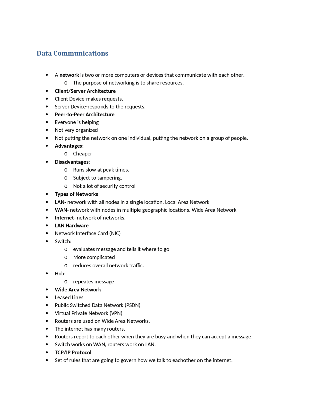 Data Communications Review Sheet Acis 1504 Docsity