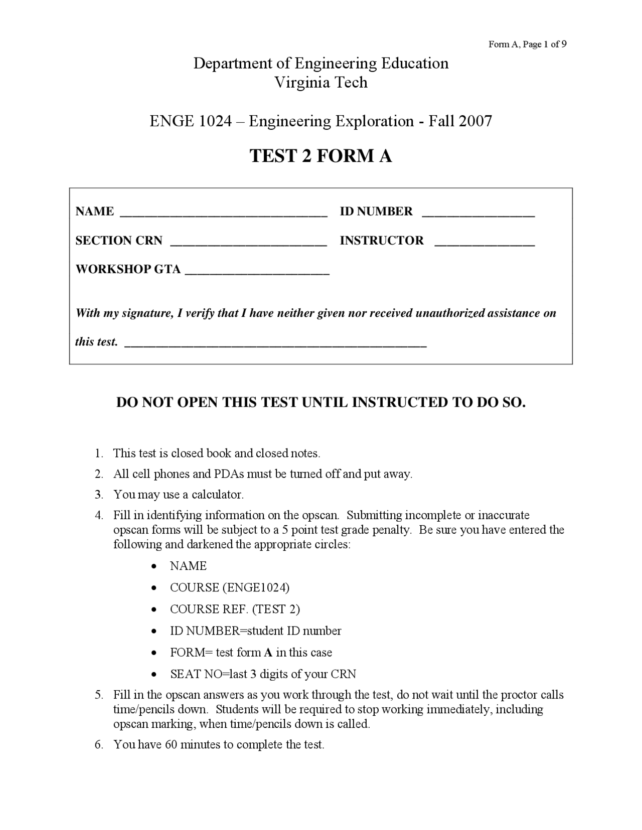 Test 2 Questions Engineering Exploration Enge 1024 Docsity