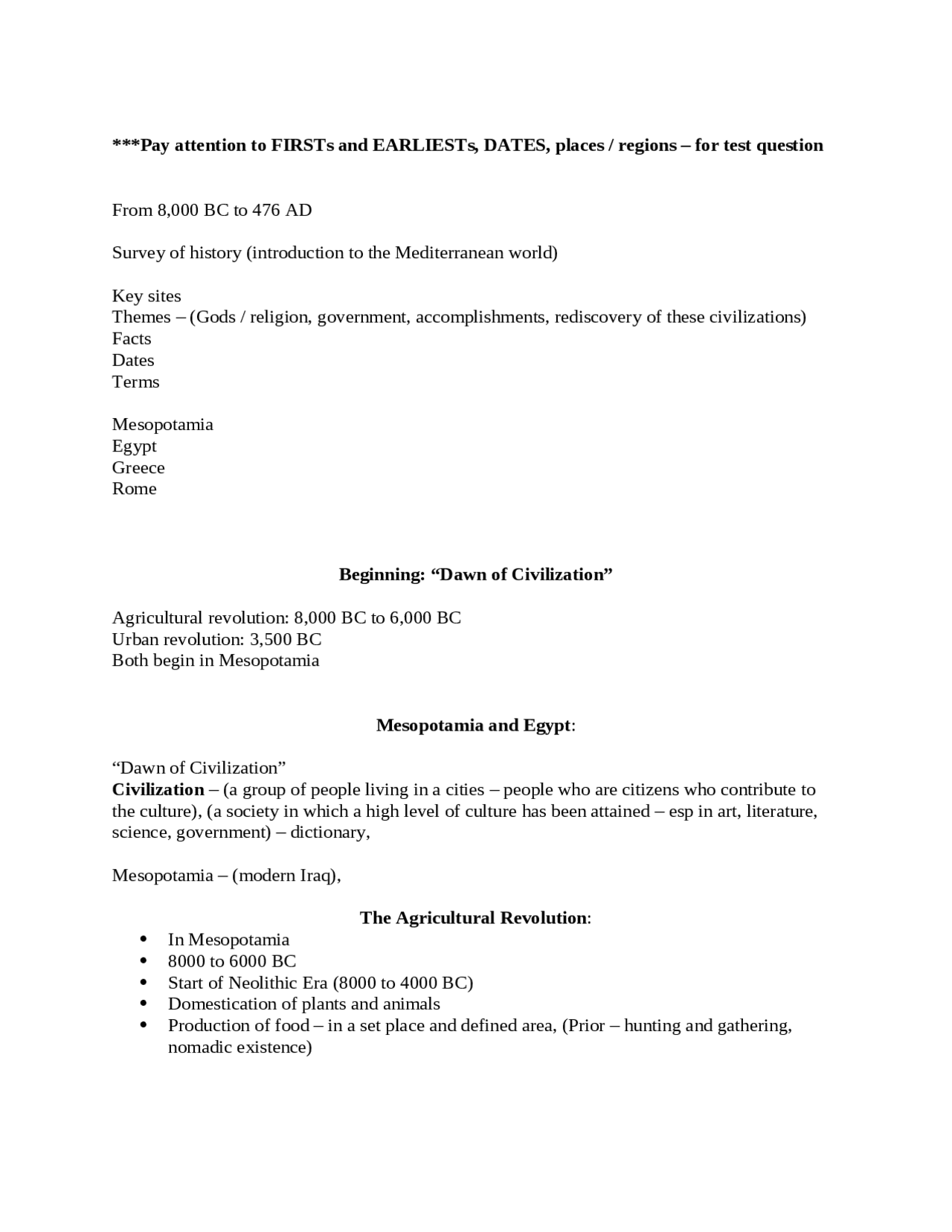 Final Exam Review Guide Ancient History Hist 1024 Docsity