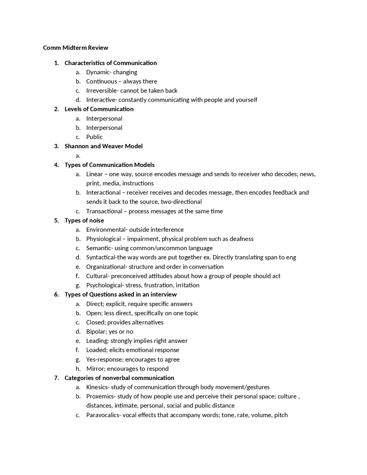 Different Types Of Verbal Communication Review Sheet Comm 107 Docsity