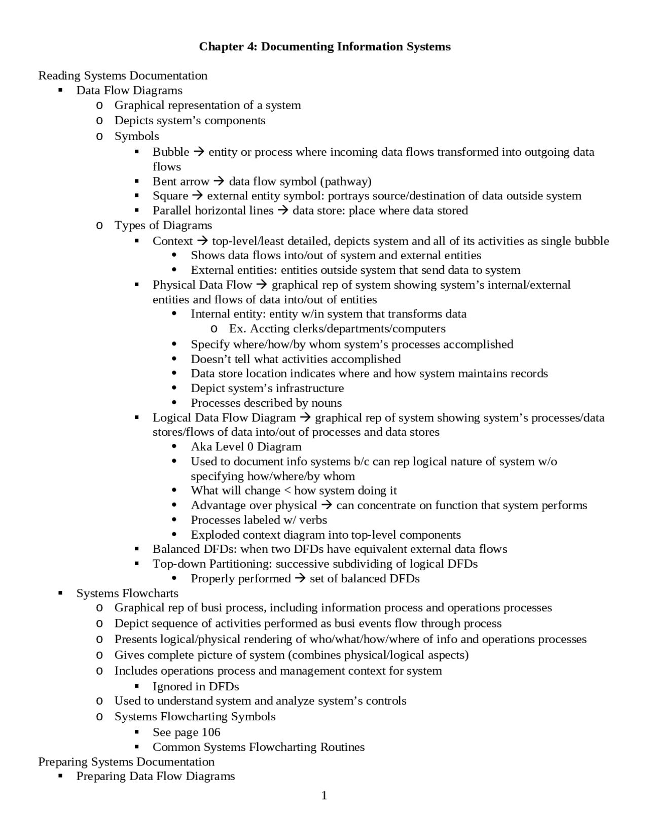 Documenting Information System Class Notes Accounting Systems