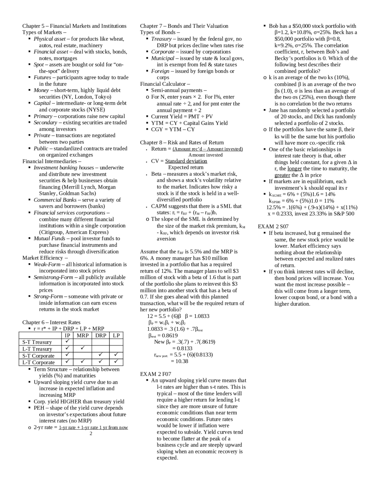 All Lectures Combined - Business Finance | BMGT 340 - Docsity