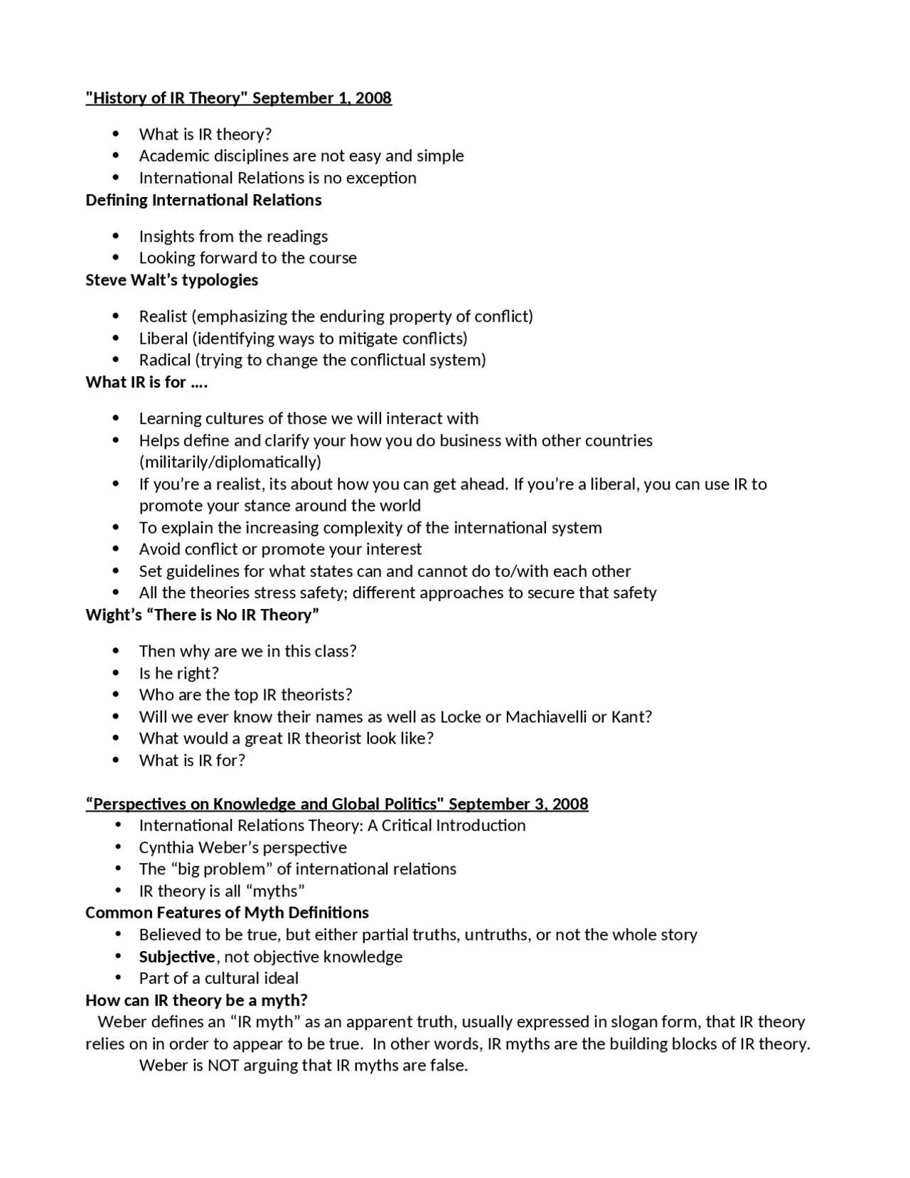 History of IR Theory - International Relations - Lecture Notes | PSCI ...