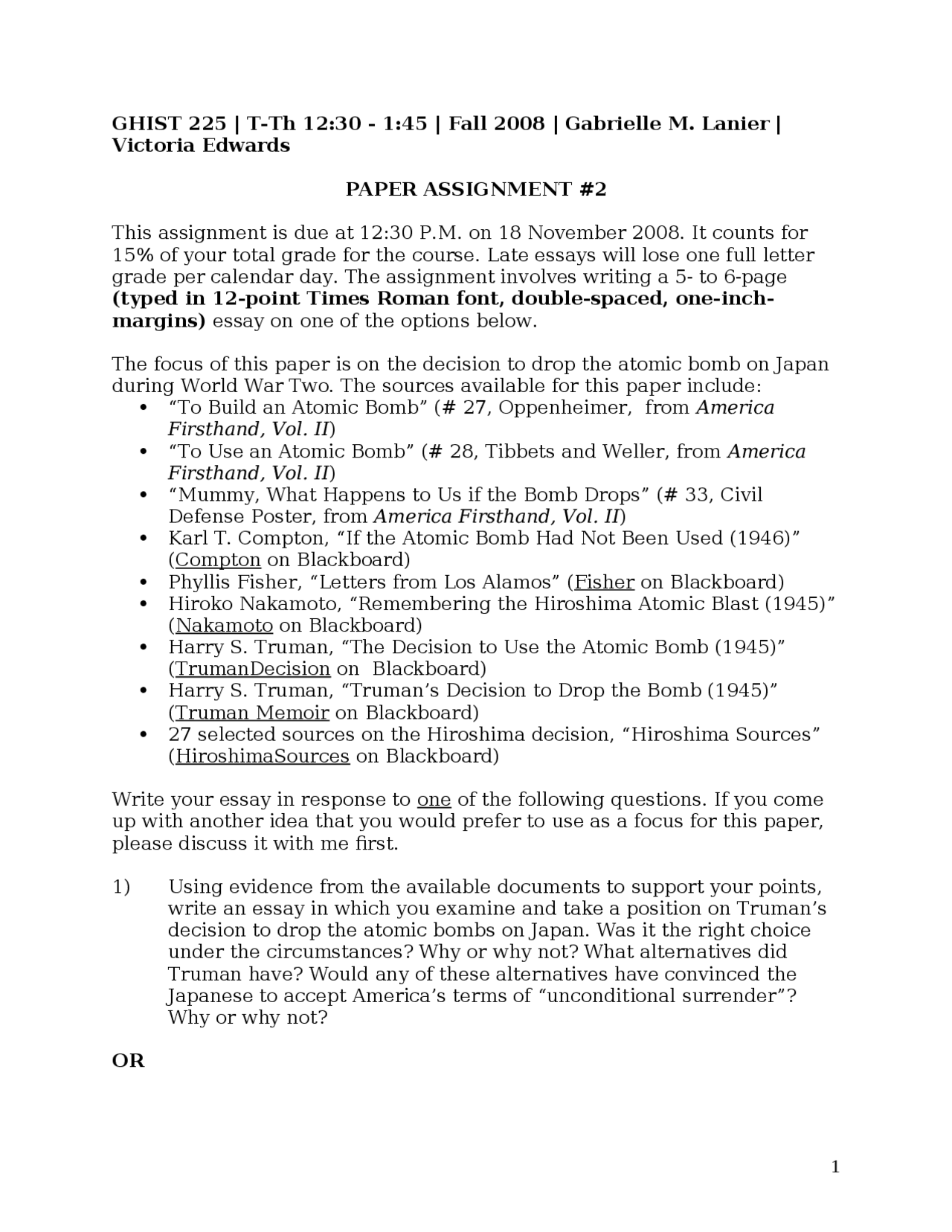 Paper Assignment 2 For United States History Ghist 225 Docsity