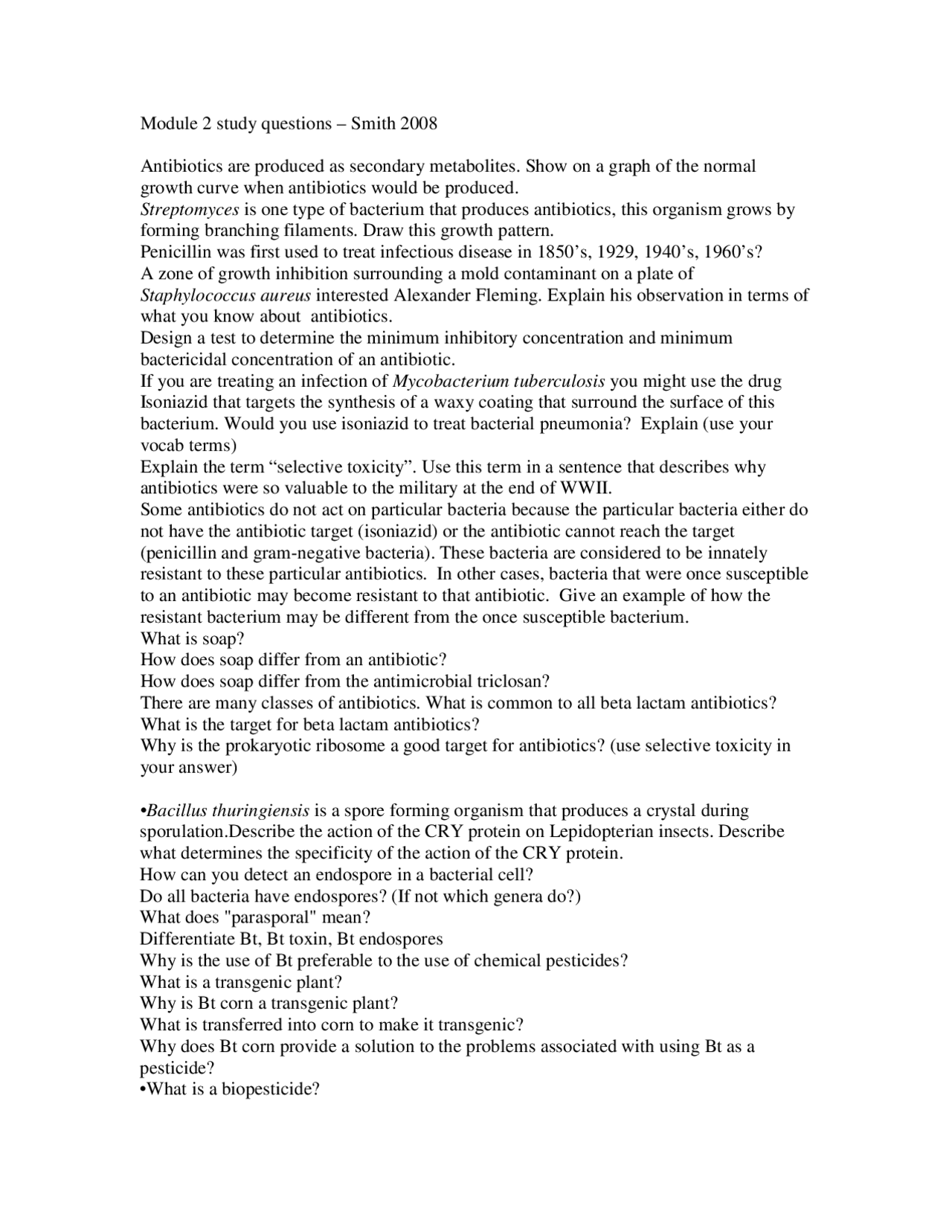 Module 2 Study Questions - General Microbiology | Study Guide | BSCI ...