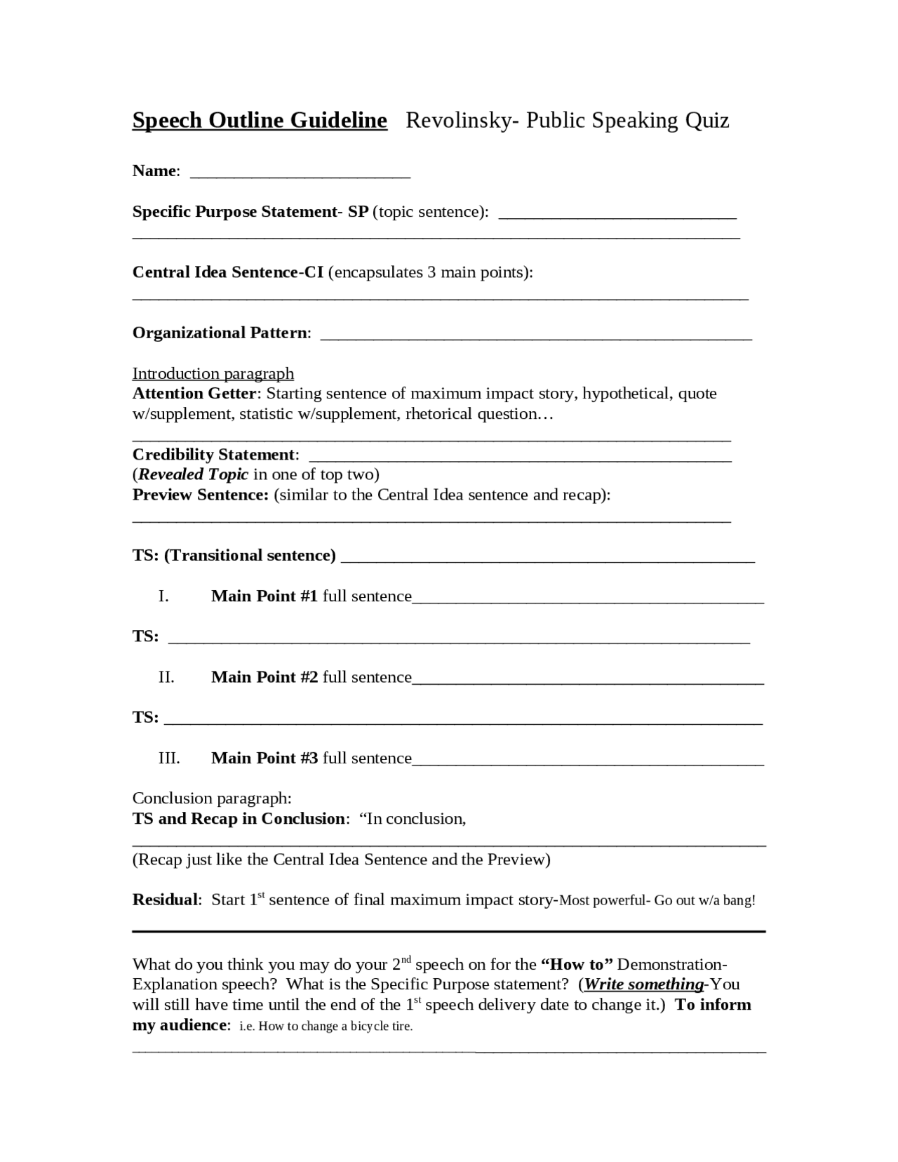 Speech Guidelines On Public Speaking Comm 101r Docsity