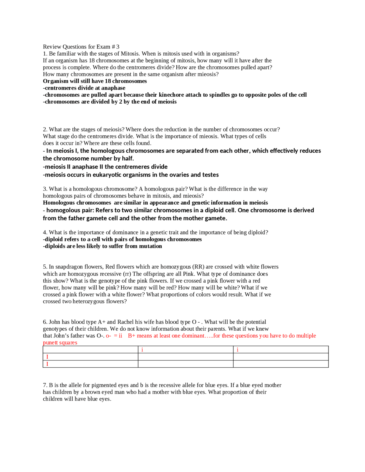 Review Questions For Exam 3 General Biology Biol 1005 Docsity
