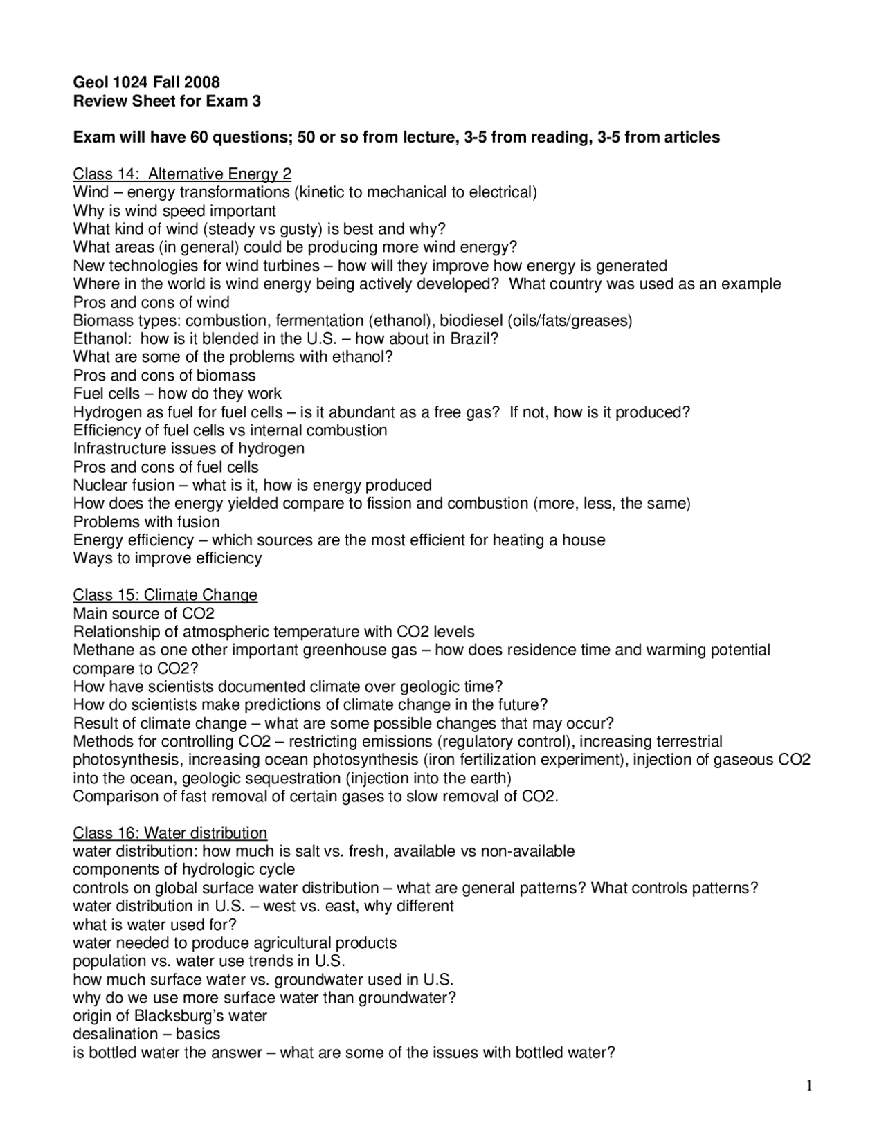 Review Sheet For Exam 3 Resources Geology Geos 1024 Docsity