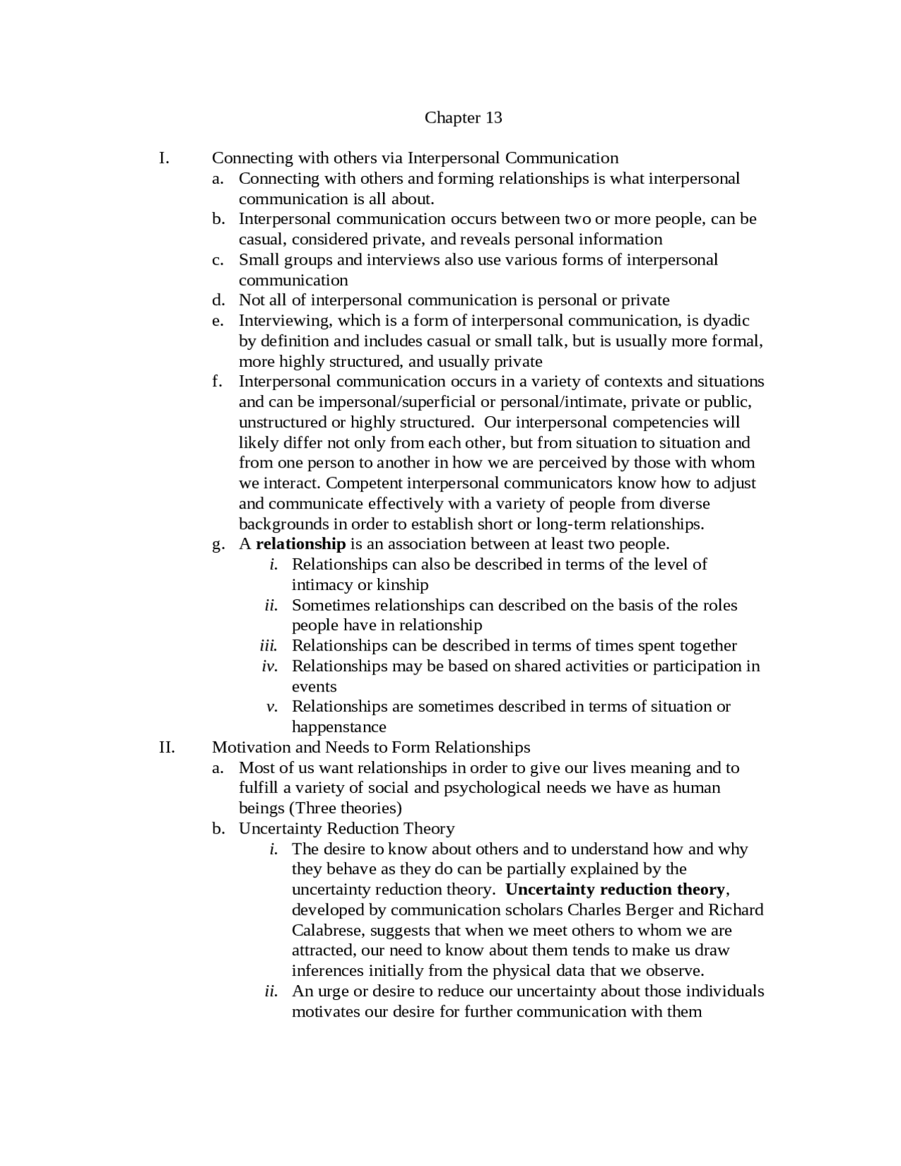 Outline for chapter 13 and 14 - Communication Skills | COMM 1015 - Docsity