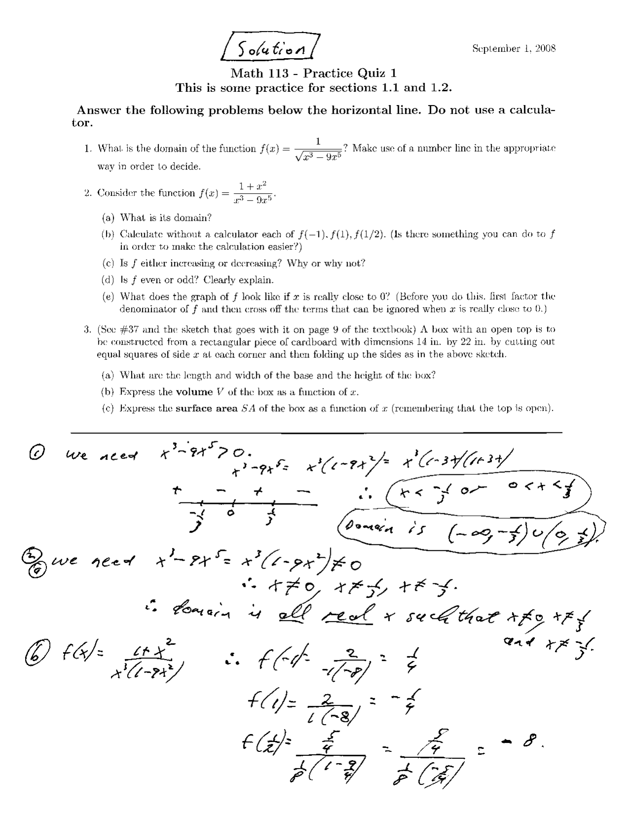 7 Solved Problems on Recitation - Quiz 1 | MATH 113 | Quizzes Analytical Geometry and Calculus ...