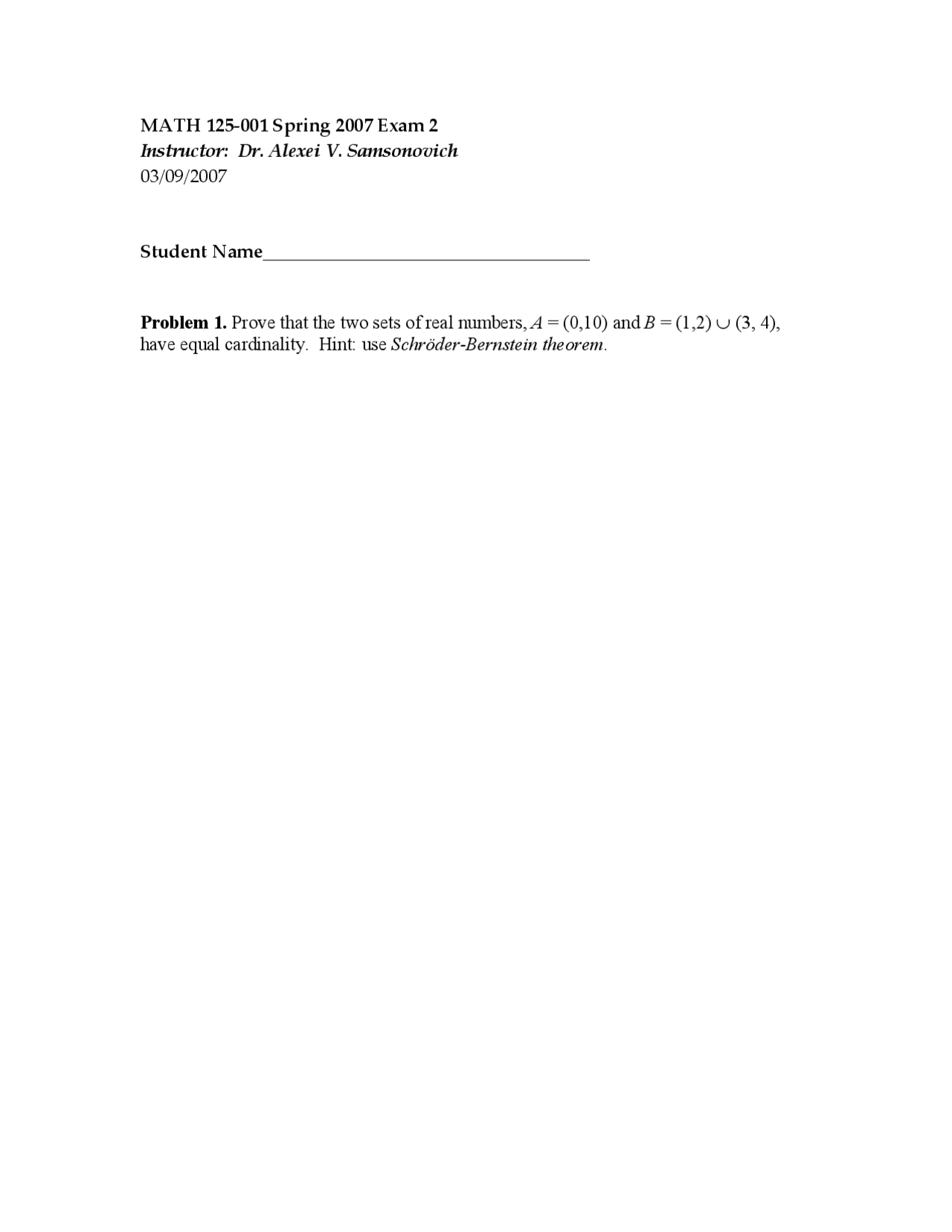 5 Problems For Exam 2 Discrete Mathematics I Math 125 Docsity
