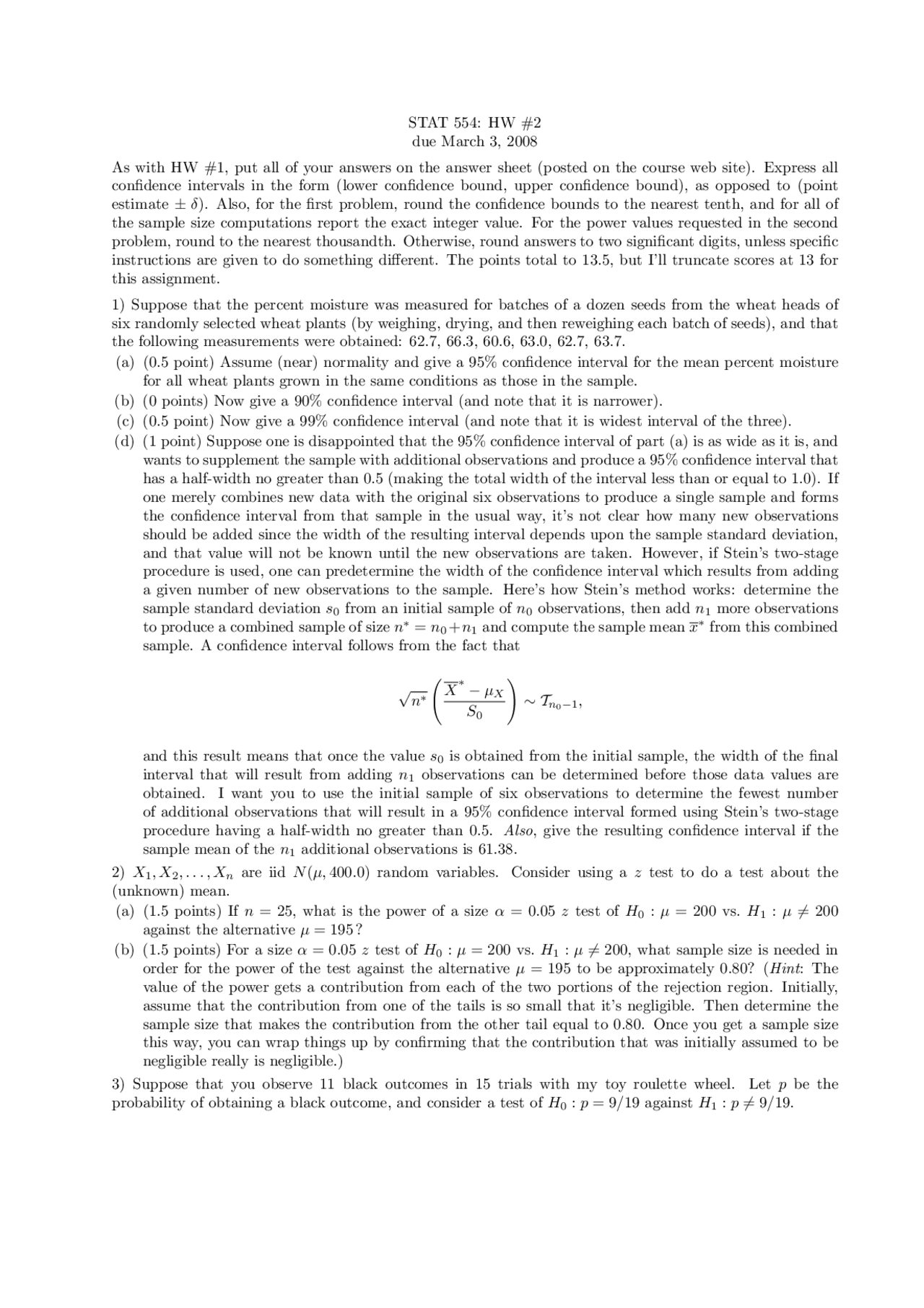 Statistical Inference Homework #2 - Prof. Guoqing Diao | Study Guides, Projects, Research ...
