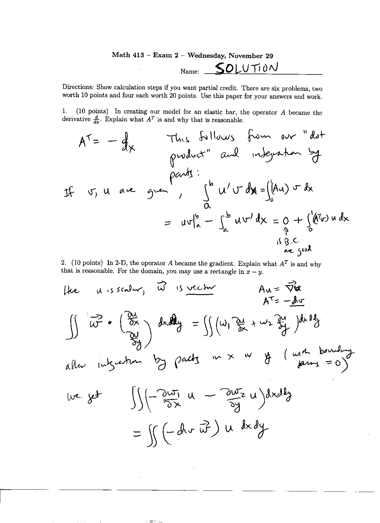 Old Exam 2 With Solution Modern Applied Mathematics I Math 413