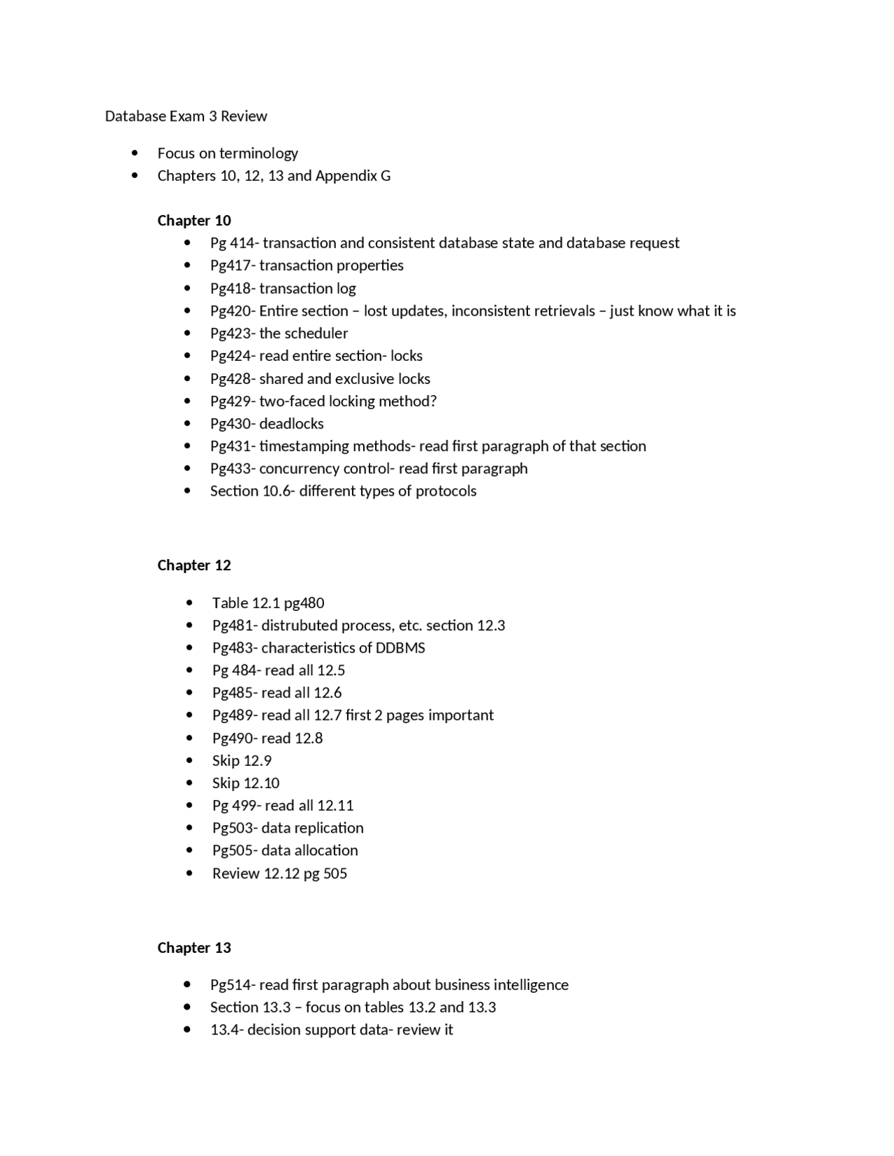 Study Sheet for Final Exam - Database Fundamentals | IT 214 - Docsity