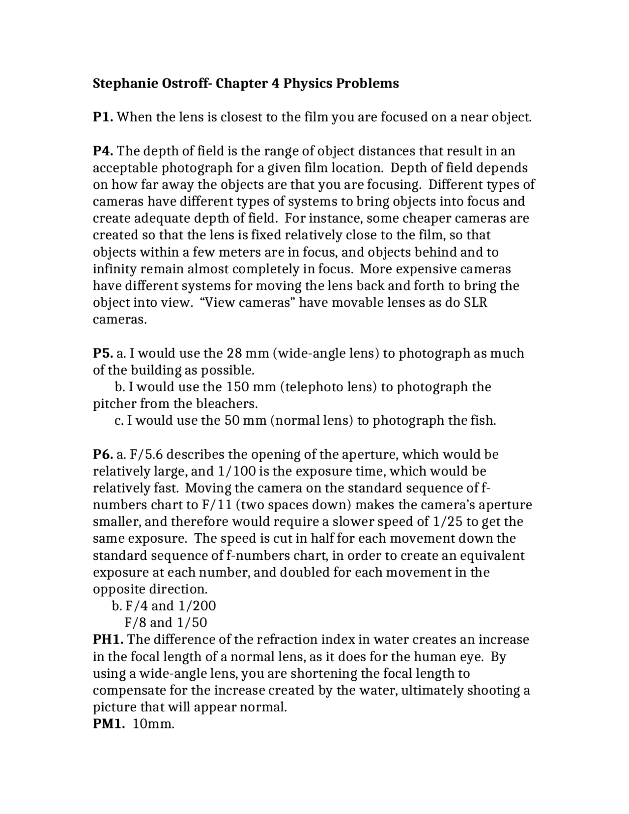 6 Problems In Light Perceptive And Phenomenon Phys 106 Docsity